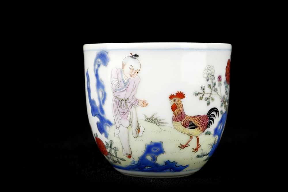 Lot 243 - A CHINESE CHICKEN CUP. Qianlong six