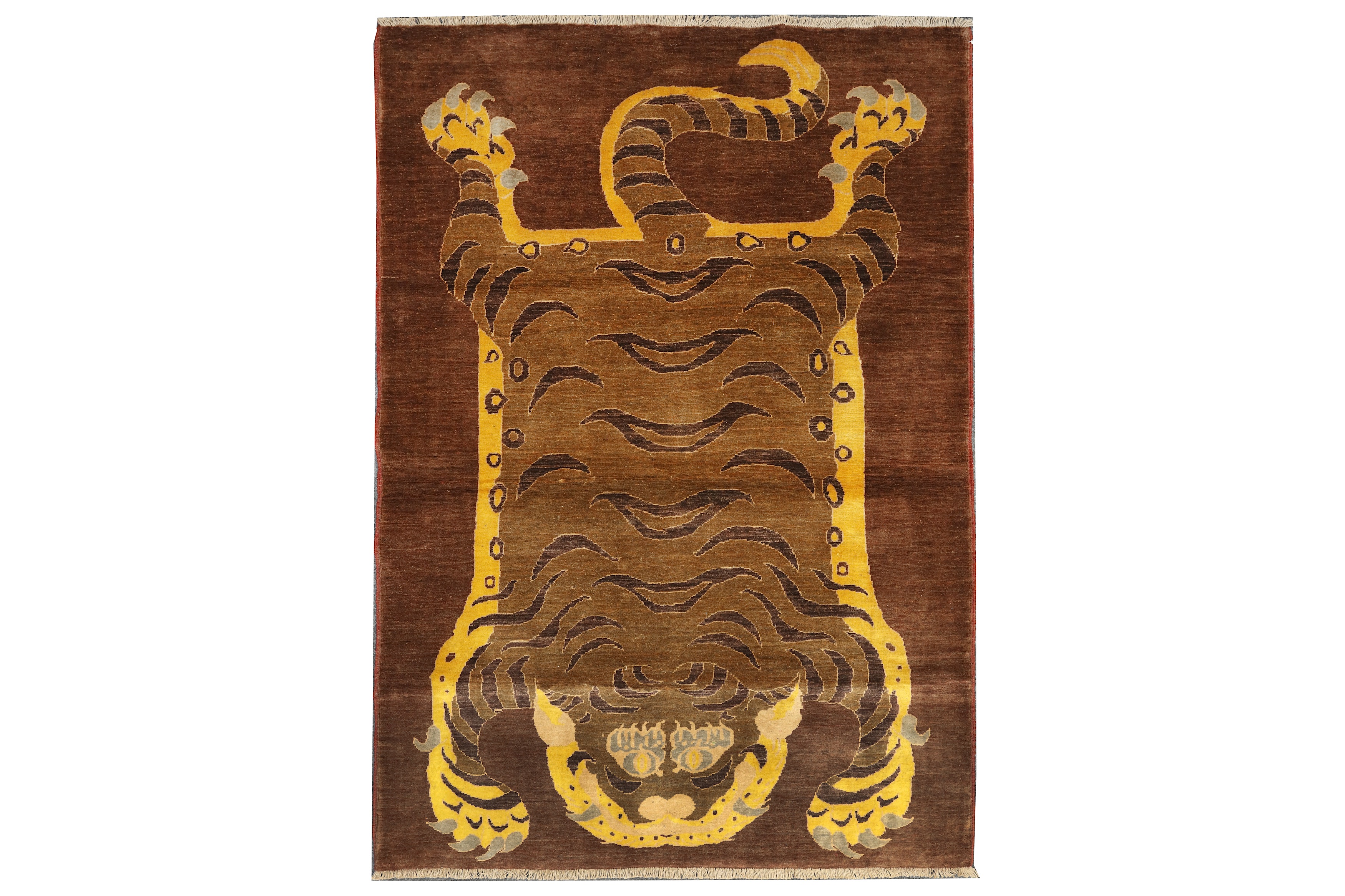 Lot 11 - A FINE TIGER DESIGNED RUG