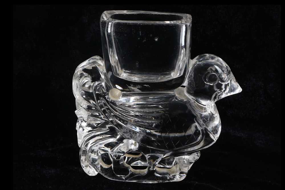 Lot 203 - A ROCK CRYSTAL OLMEC BIRD VESSEL, 20TH