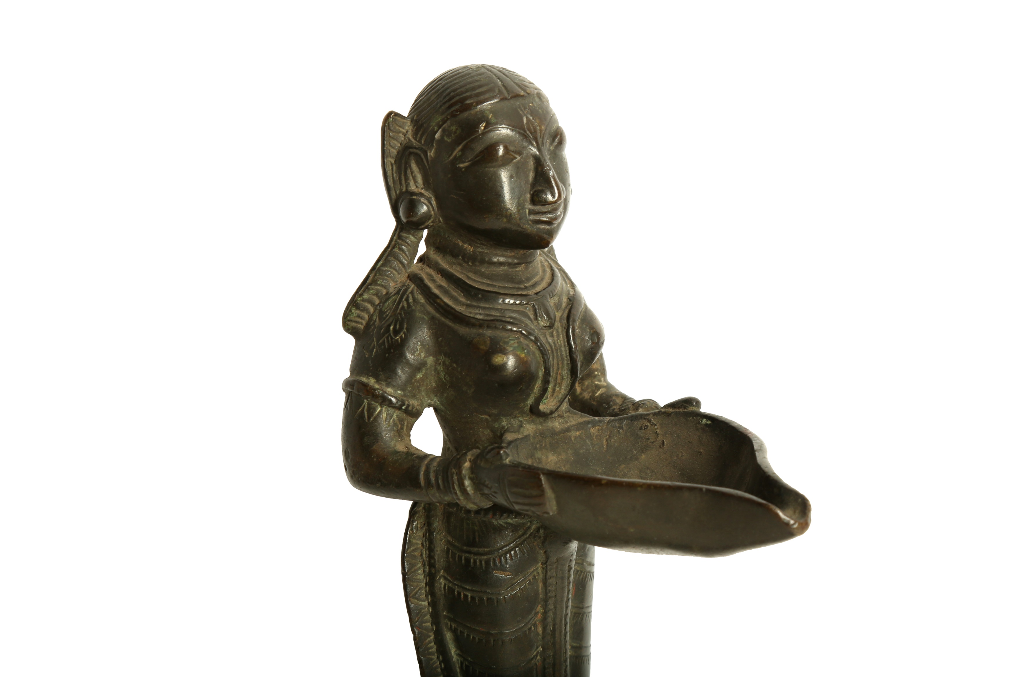 Lot 220 - A BRONZE DIPA LAKSHMI OIL LAMP