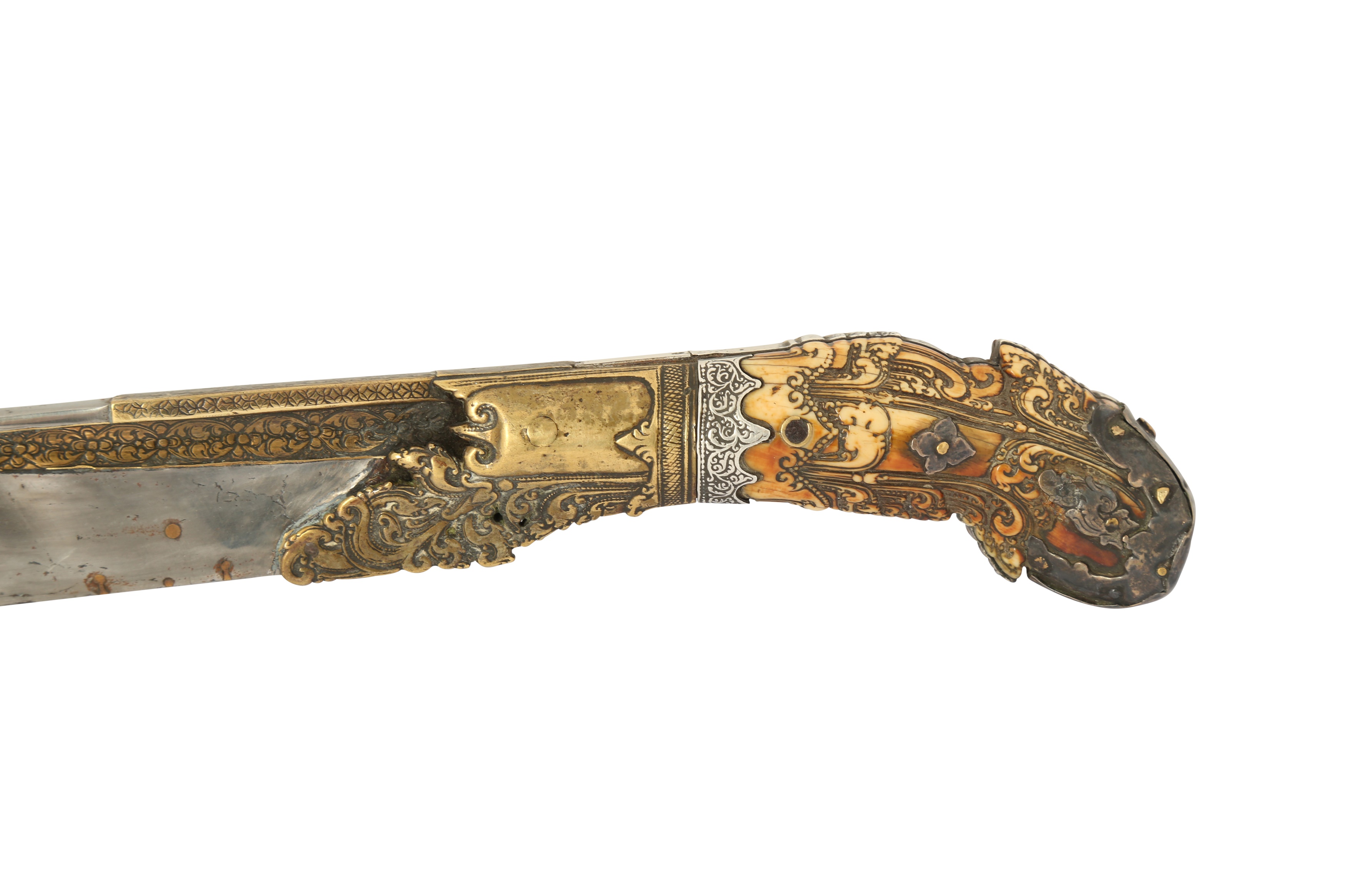 Lot 138 - λ A LARGE IVORY-HILTED SINHALESE DAGGER