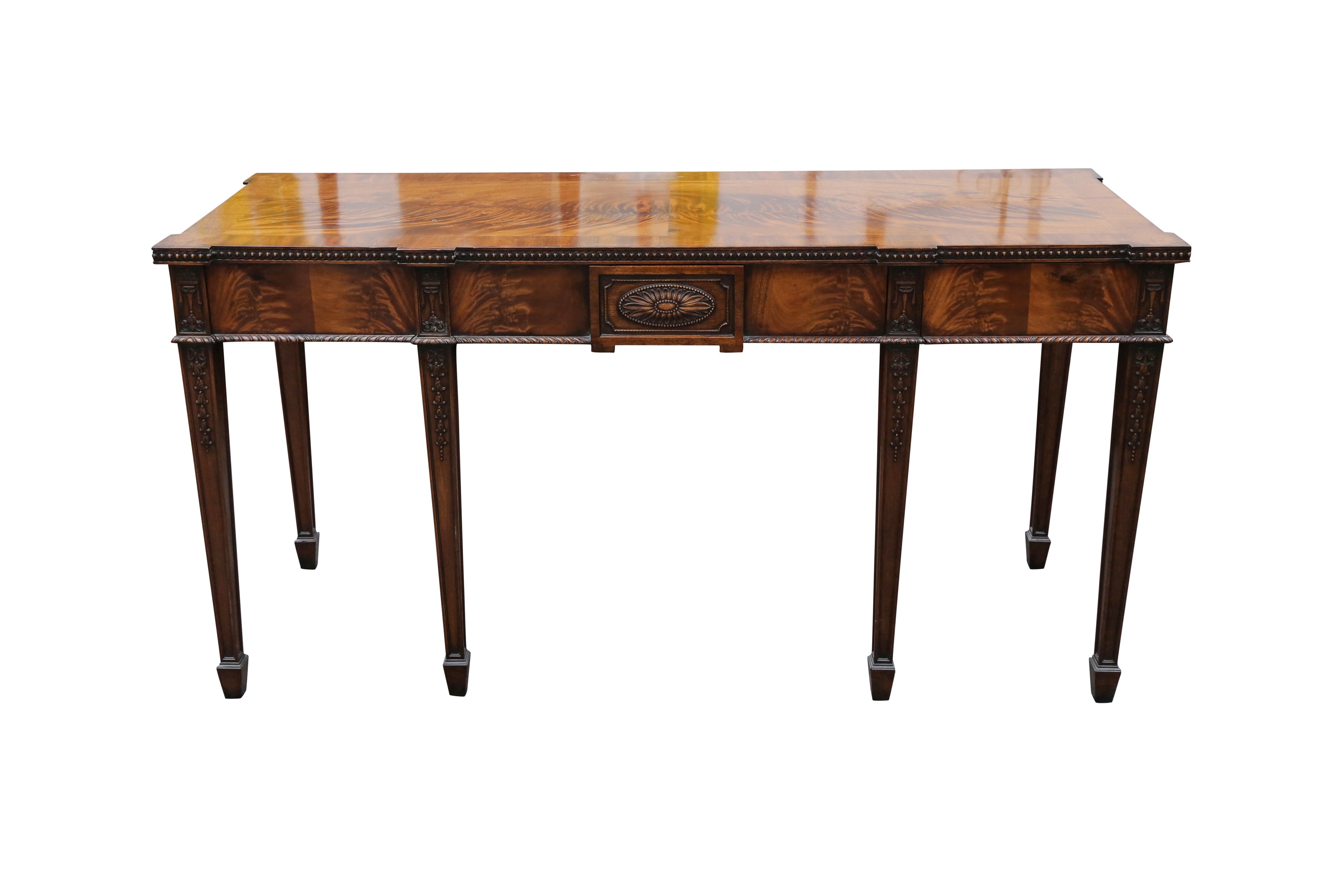 Lot 19 - A MAHOGANY SERVING TABLE, IN THE ADAM STYLE,