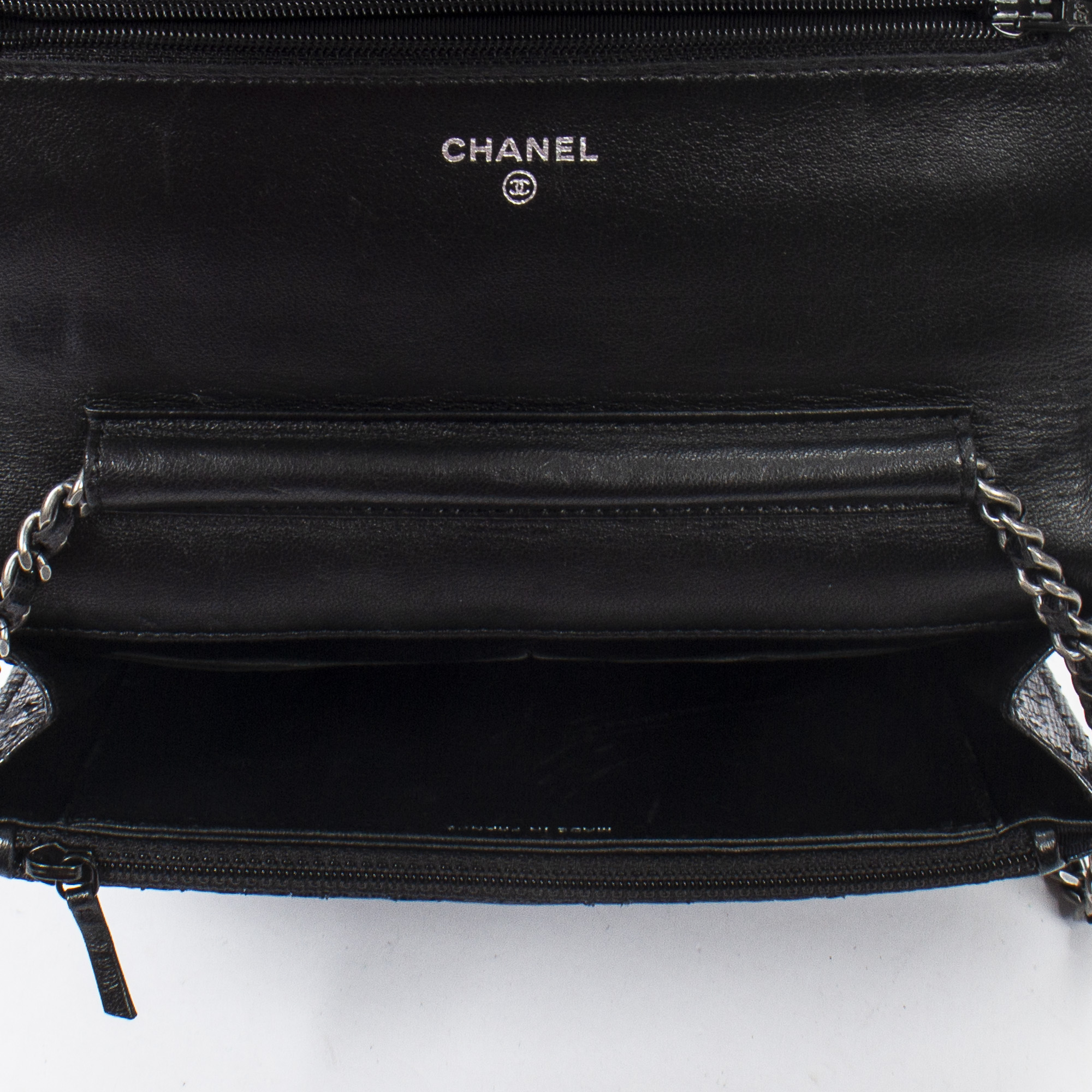 Lot 308 - Chanel Black Python 2.55 Chained Wallet