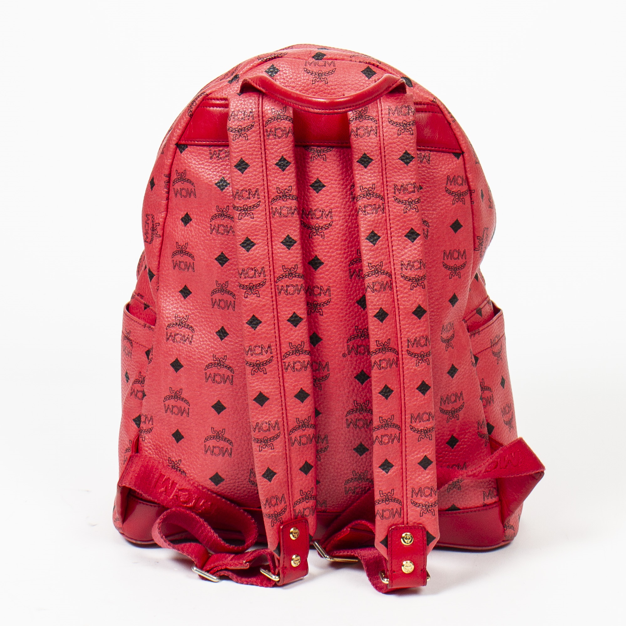 Lot 17 - MCM Red Visetos Stark Side Stud Backpack GM