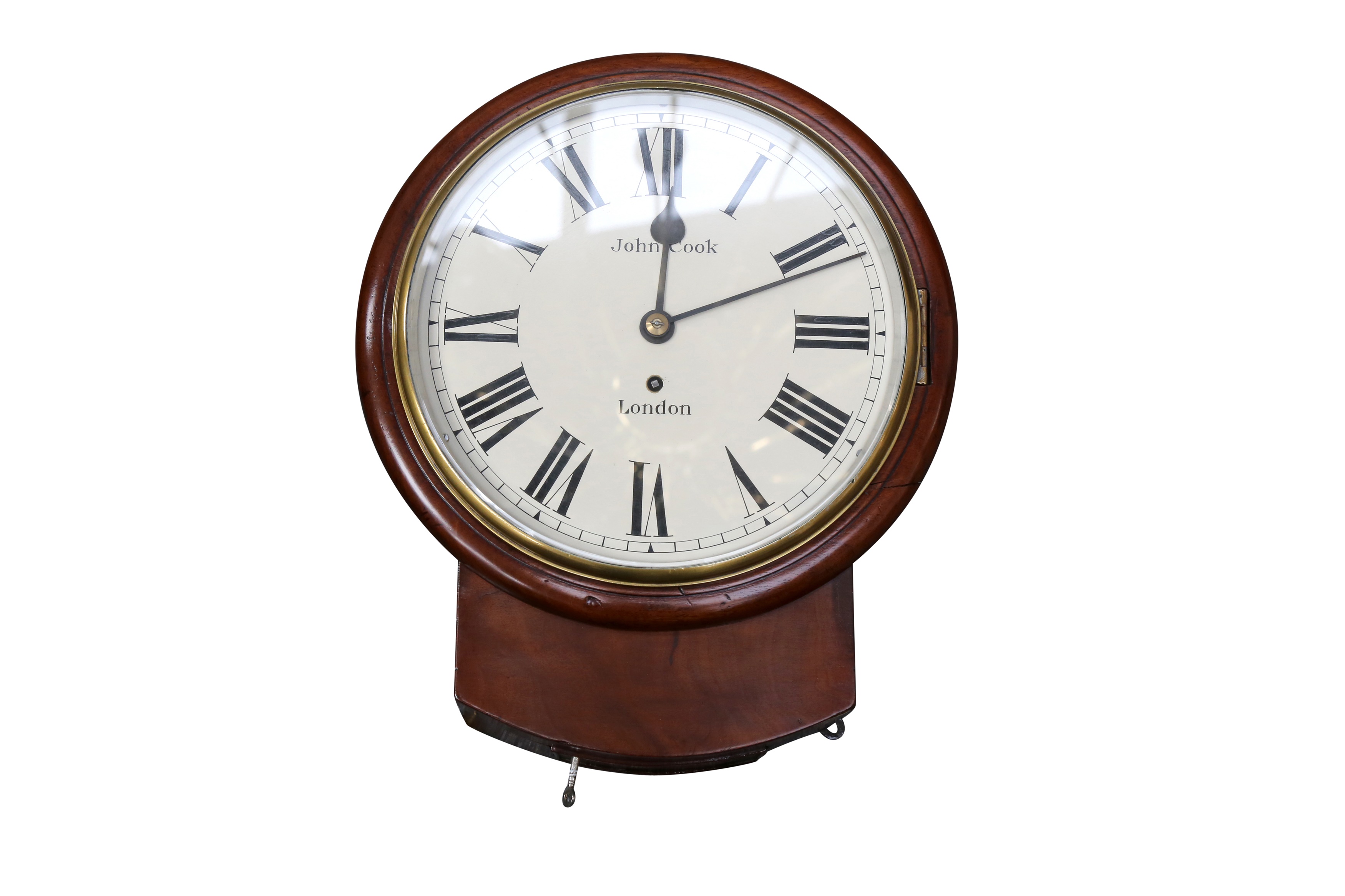 Lot 55 - A VICTORIAN WALNUT DROP DIAL CLOCK, 19TH
