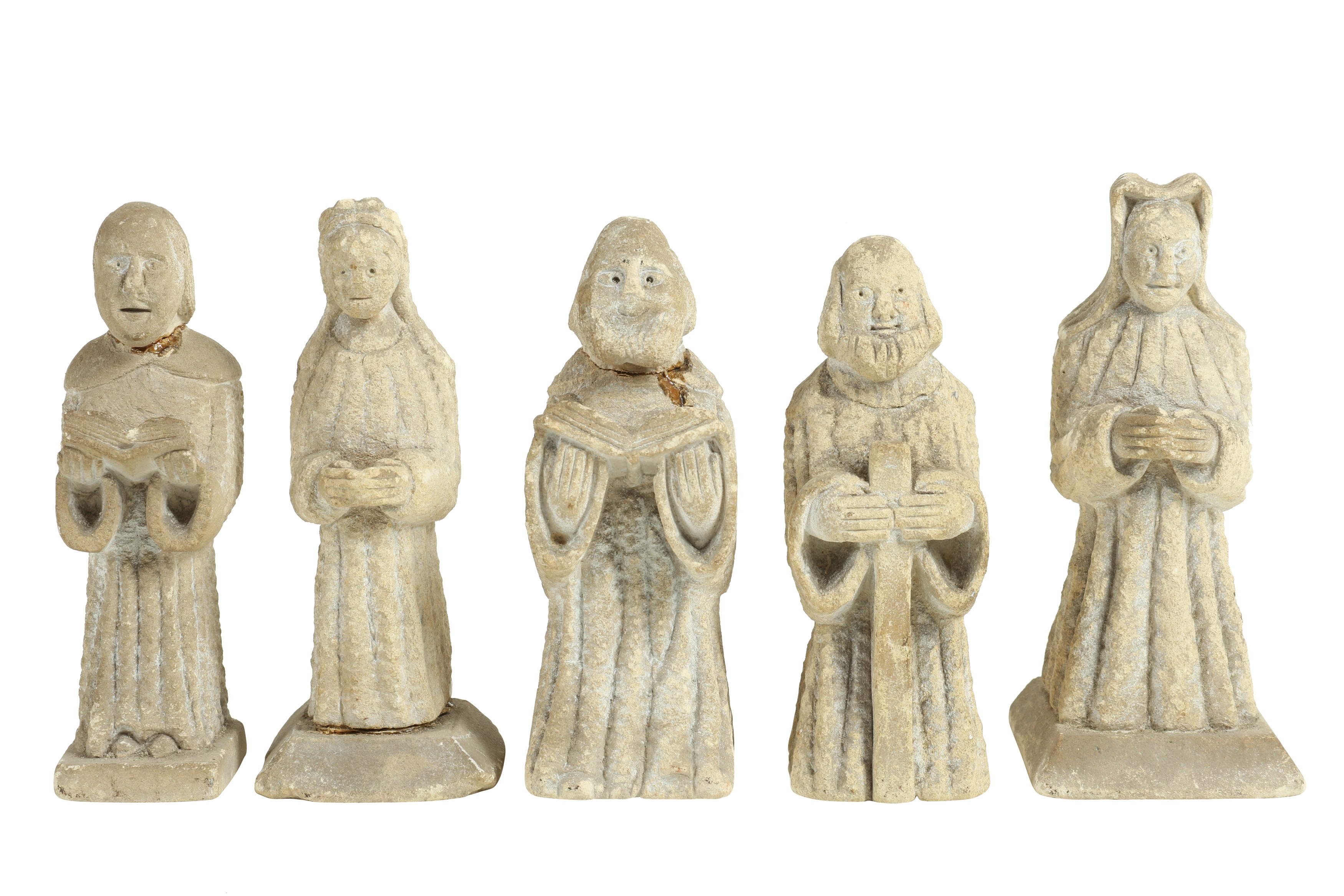 Lot 152 - A GROUP OF FIVE MEDIEVAL STYLE CARVED