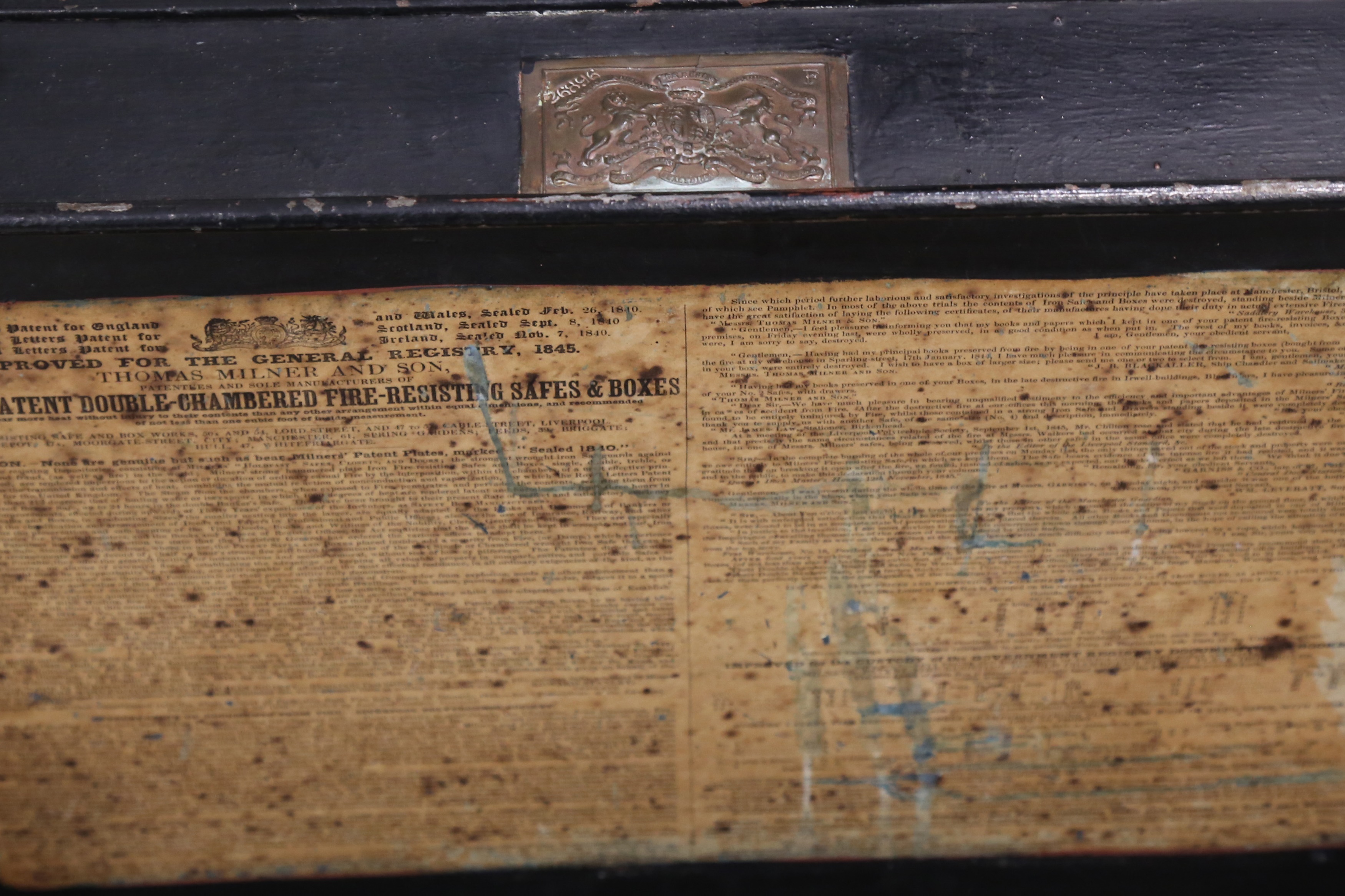 Lot 275 - A MILNERS 212 PATENT FIRE RESISTING SAFE BOX
