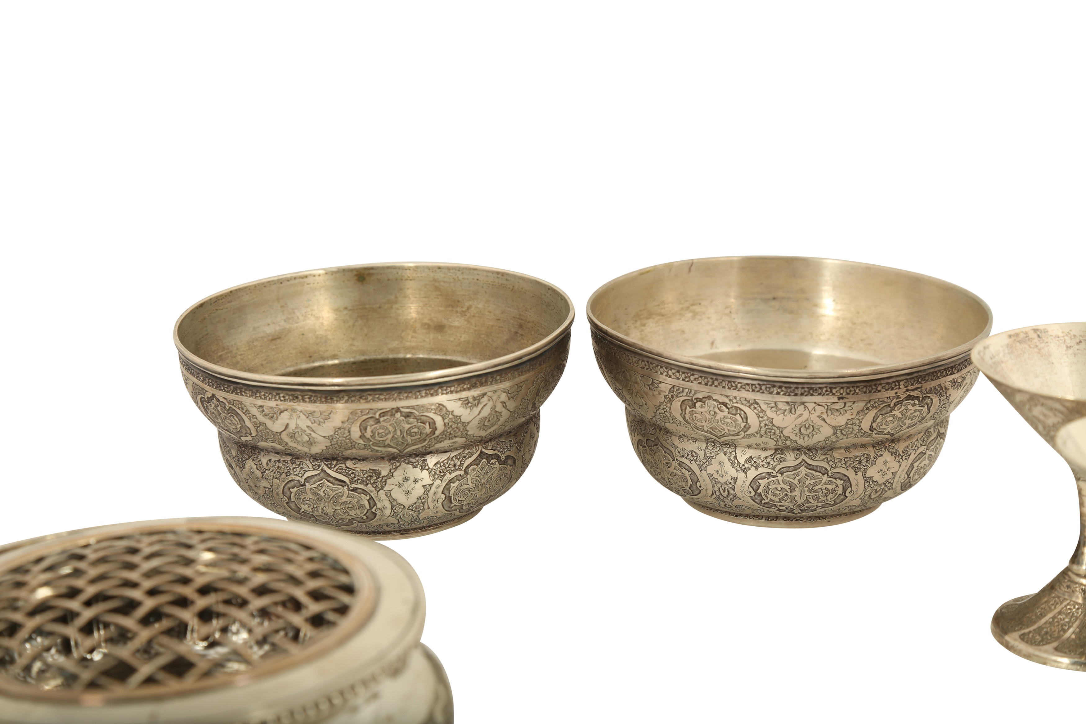 Lot 191 - A COLLECTION OF IRANIAN SILVER VESSELS
