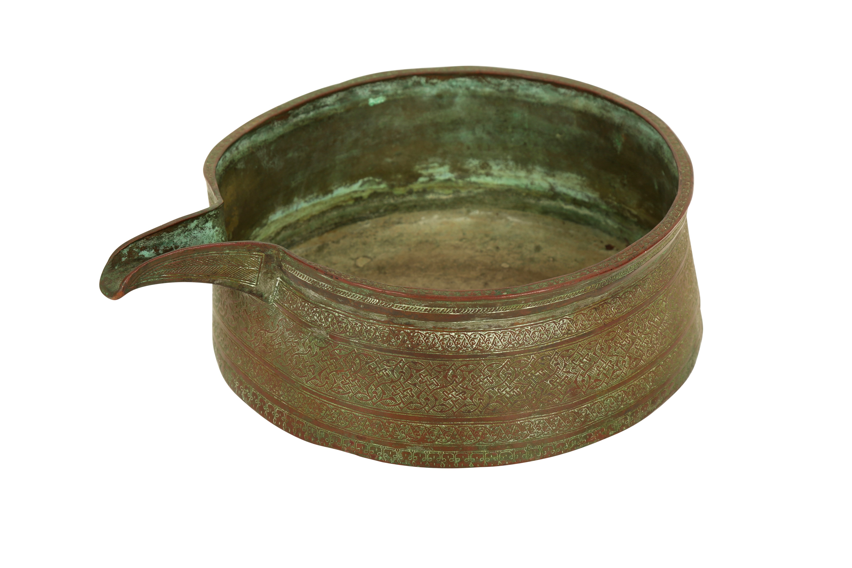 Lot 207 - A LATE TIMURID TINNED COPPER SPOUTED BASIN