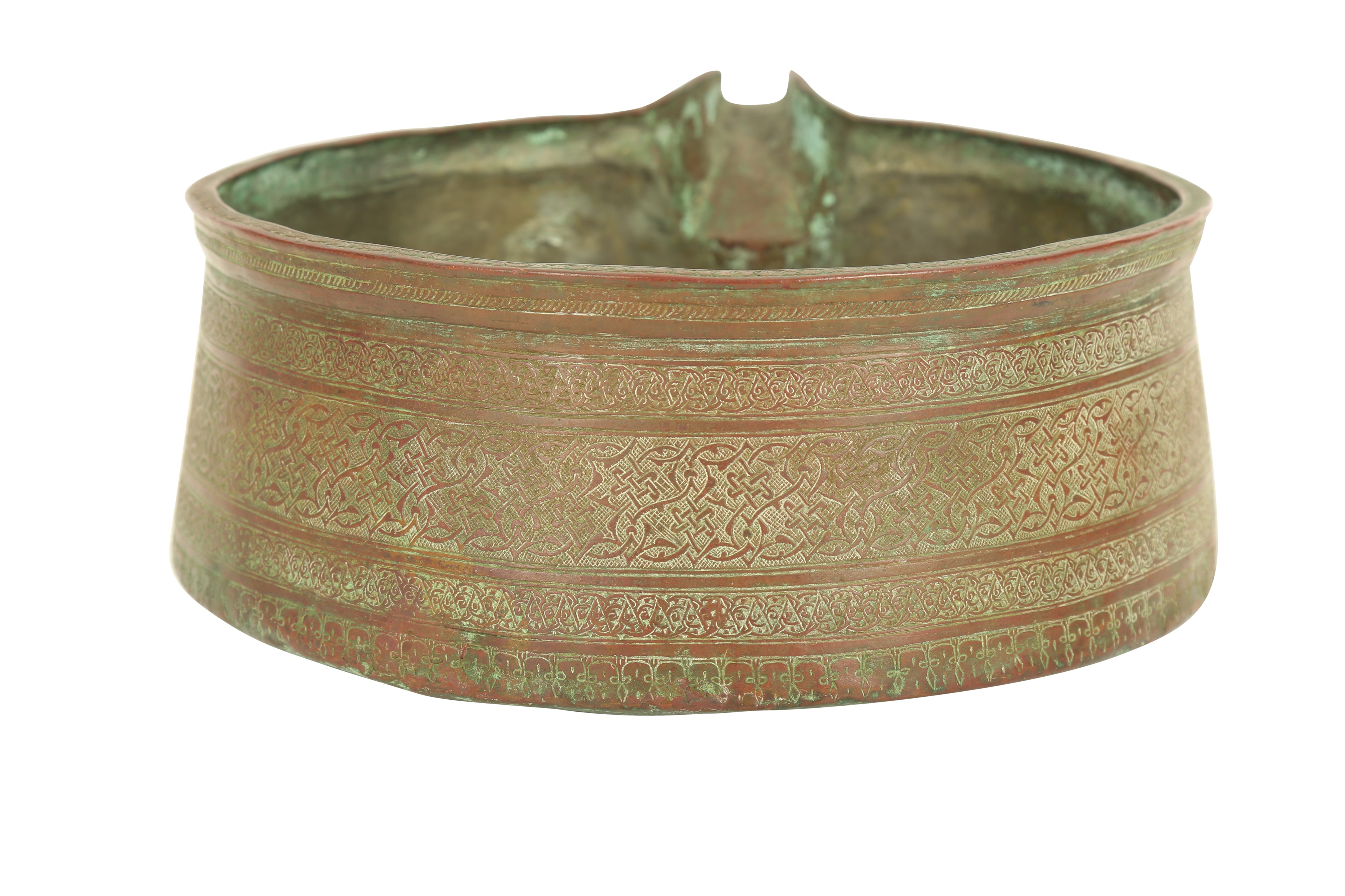 Lot 207 - A LATE TIMURID TINNED COPPER SPOUTED BASIN