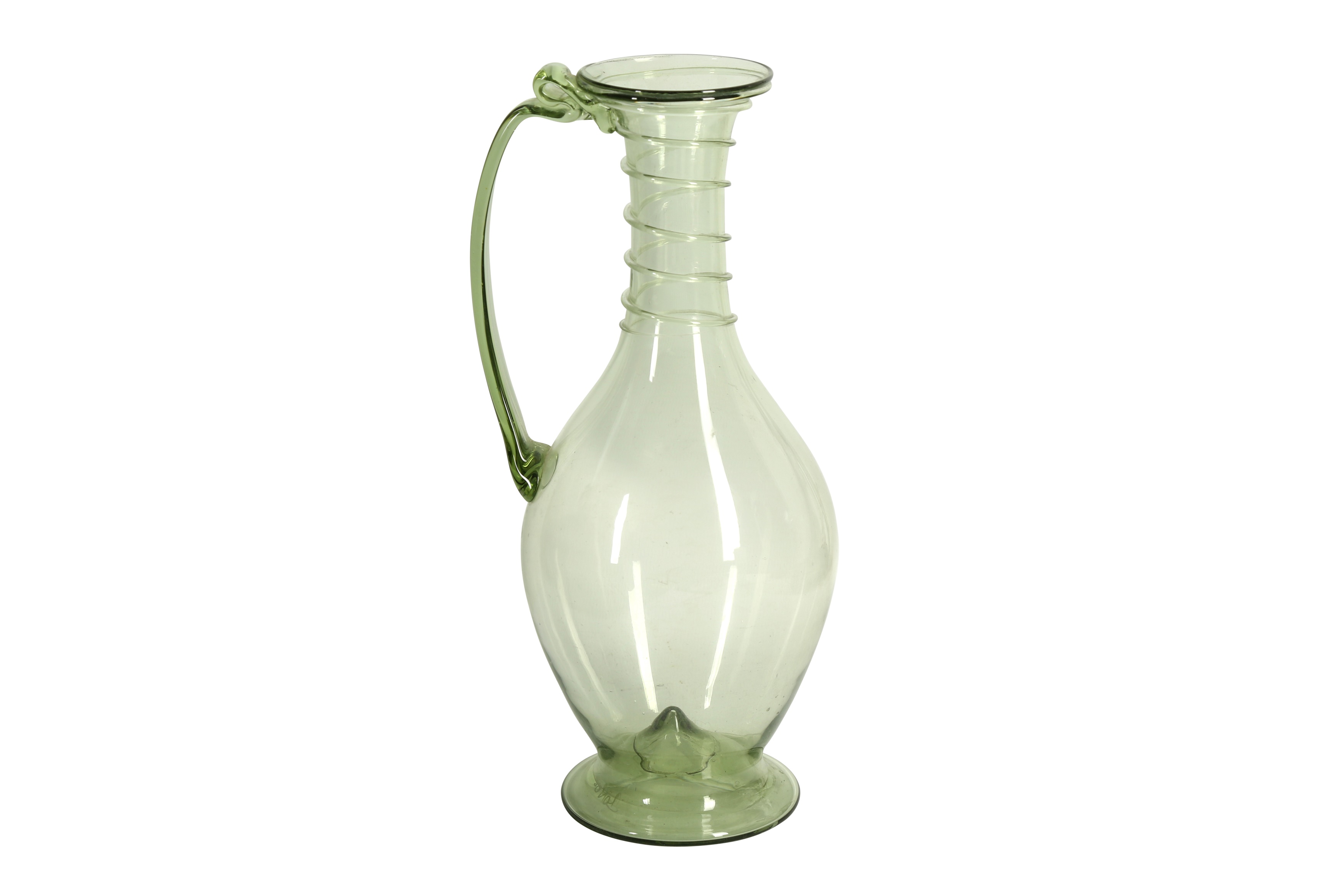Lot 181 - A POWELL STYLE GLASS EWER, EARLY 20TH