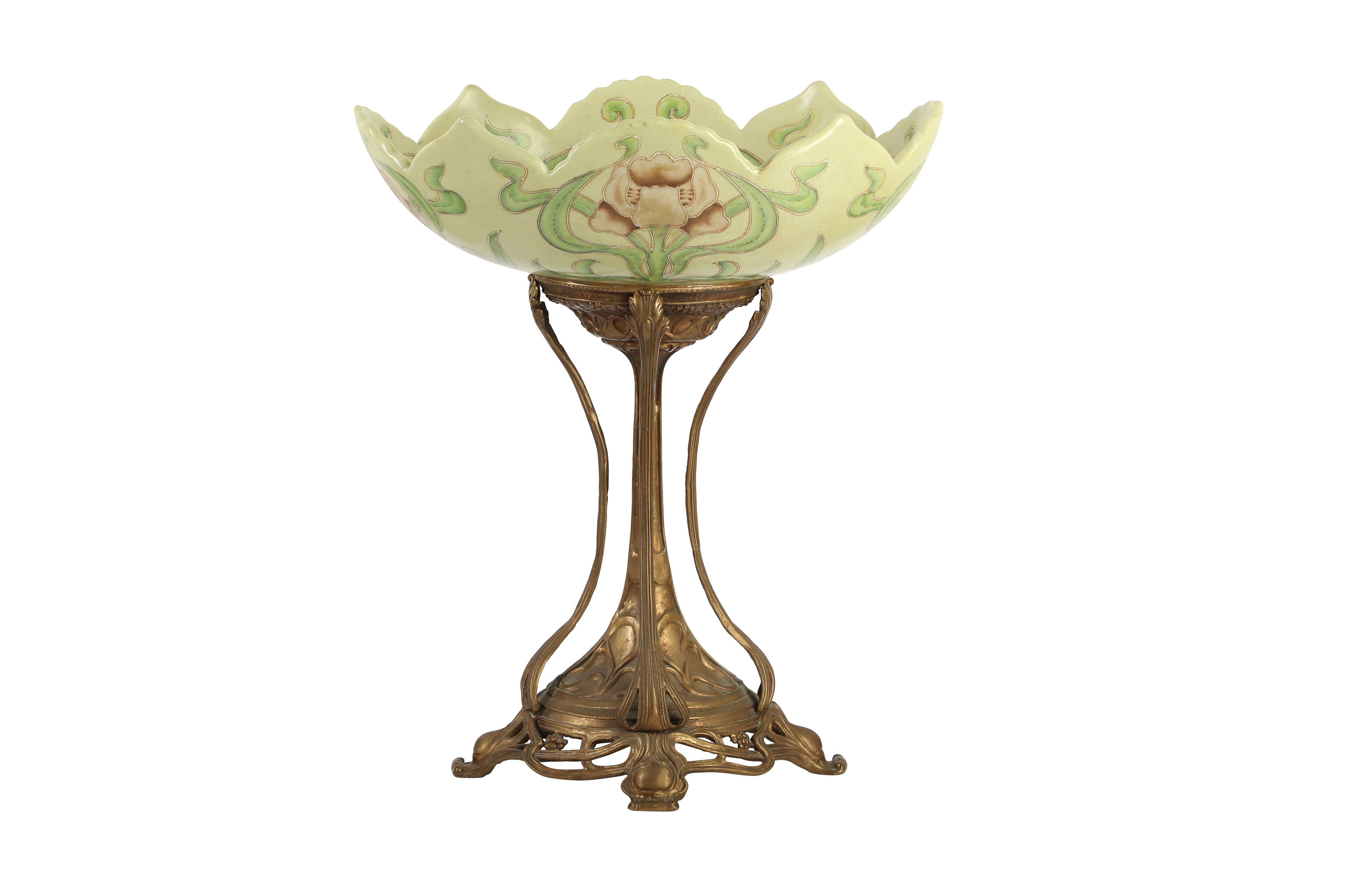 Lot 177 - A WONG LEE CRACKLEWARE POTTERY AND BRONZE