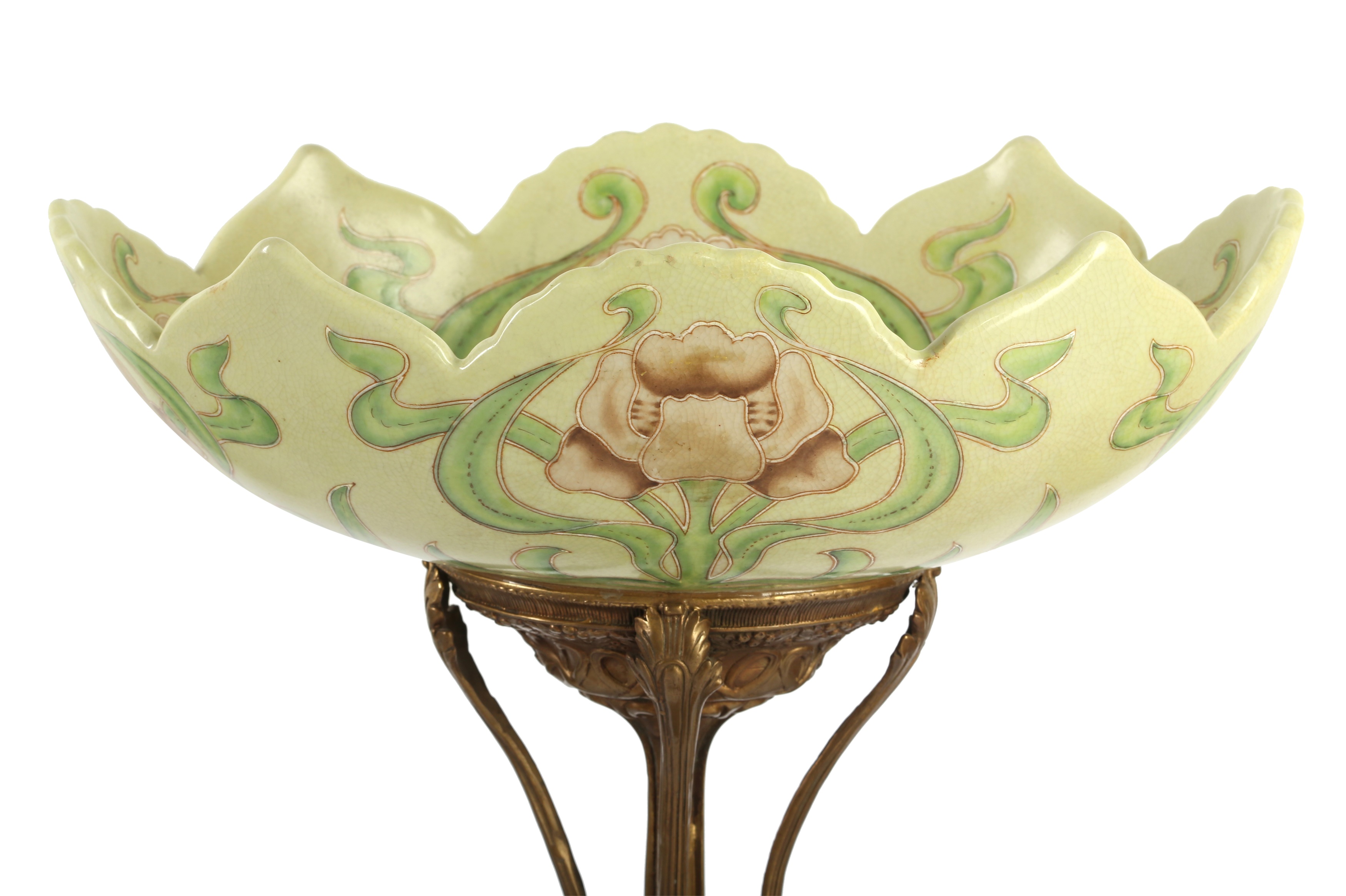 Lot 177 - A WONG LEE CRACKLEWARE POTTERY AND BRONZE