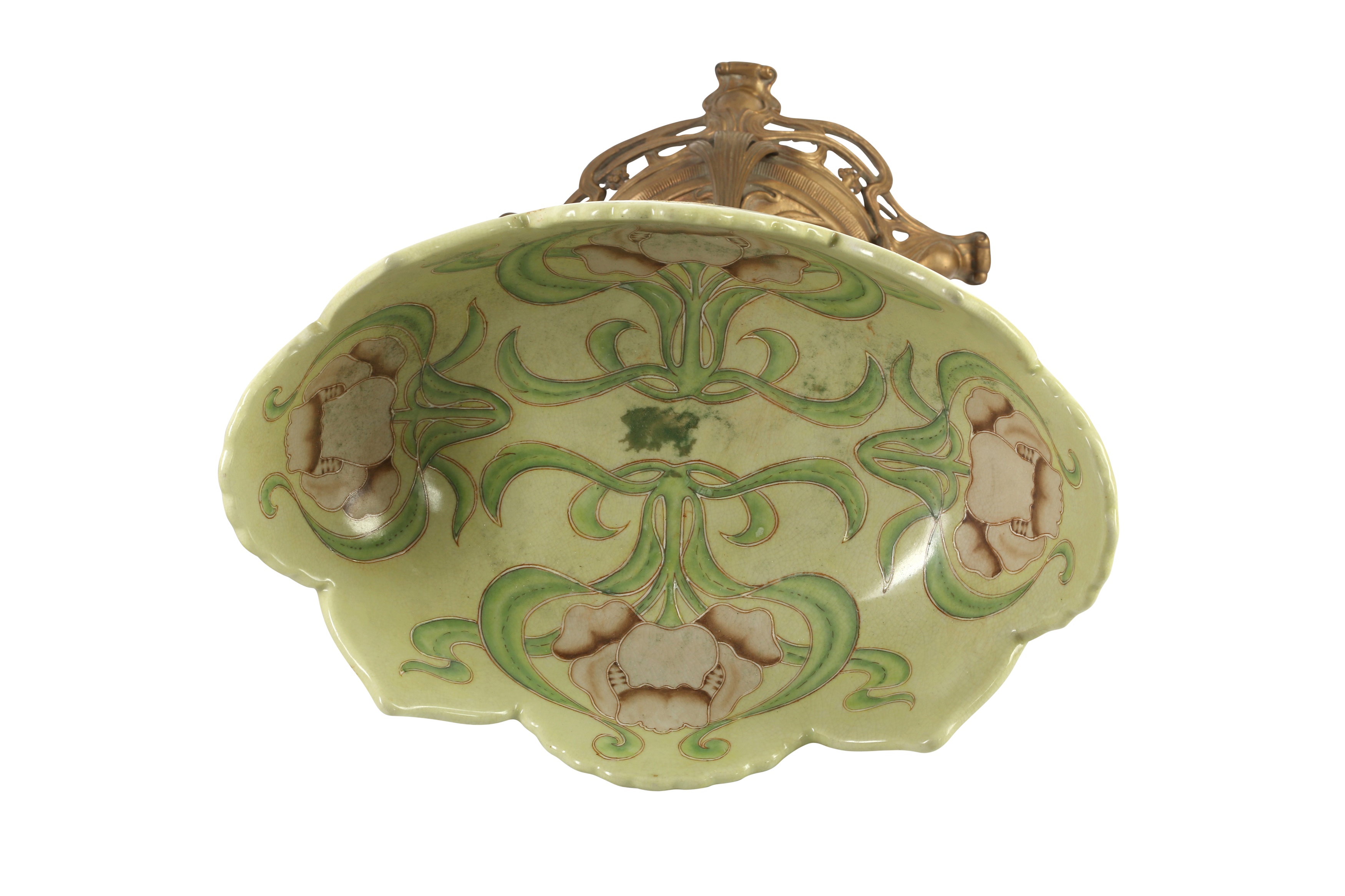 Lot 177 - A WONG LEE CRACKLEWARE POTTERY AND BRONZE