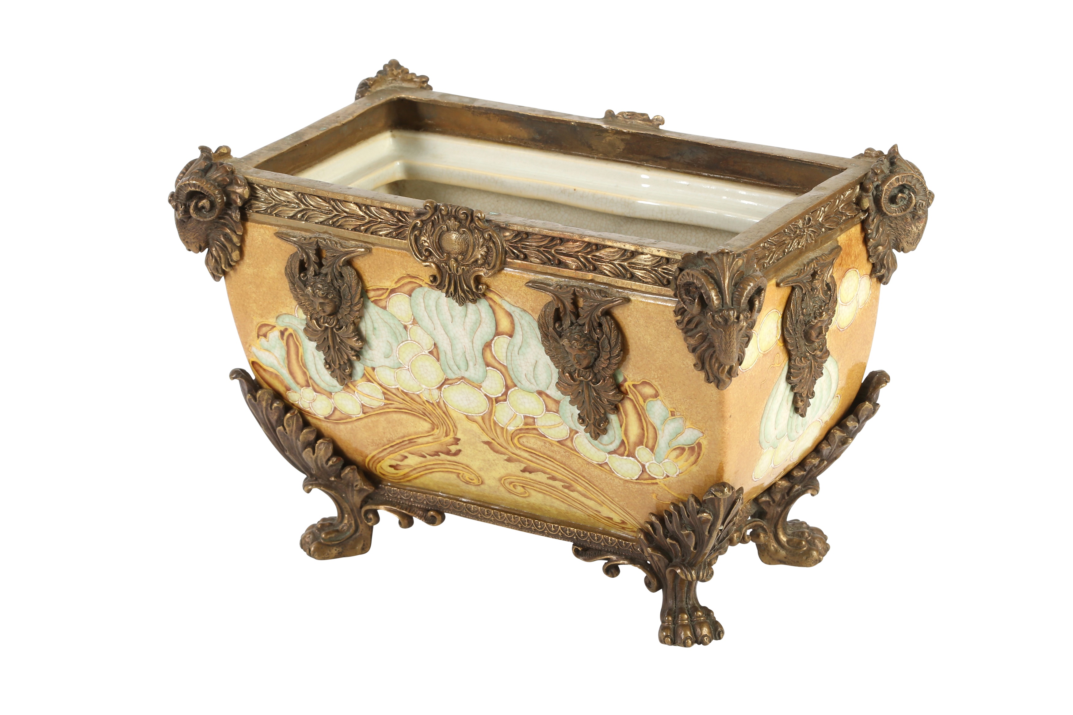 Lot 177 - A WONG LEE CRACKLEWARE POTTERY AND BRONZE