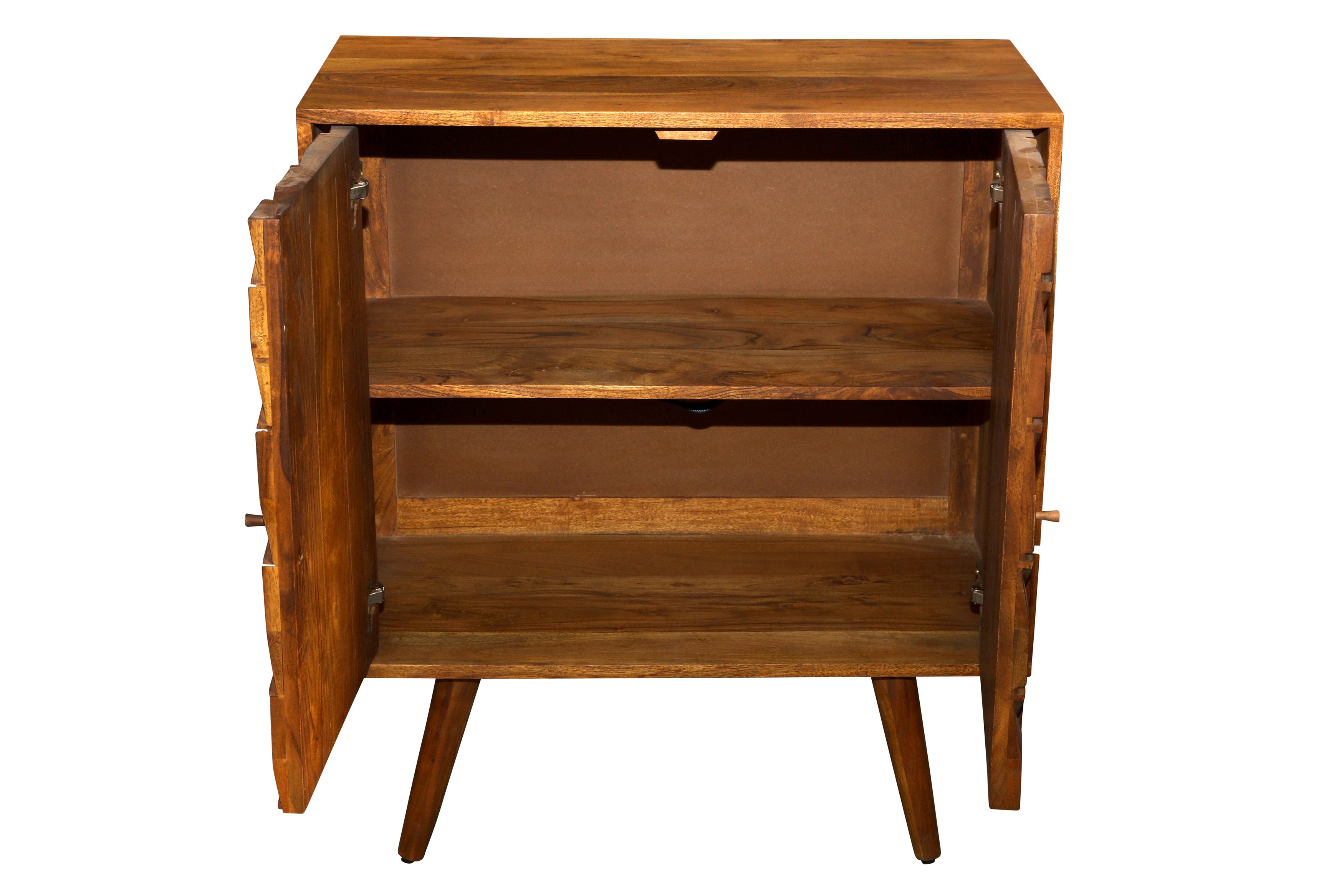 Lot 18 - A CONTEMPORARY ACACIA WOOD SIDE CABINET