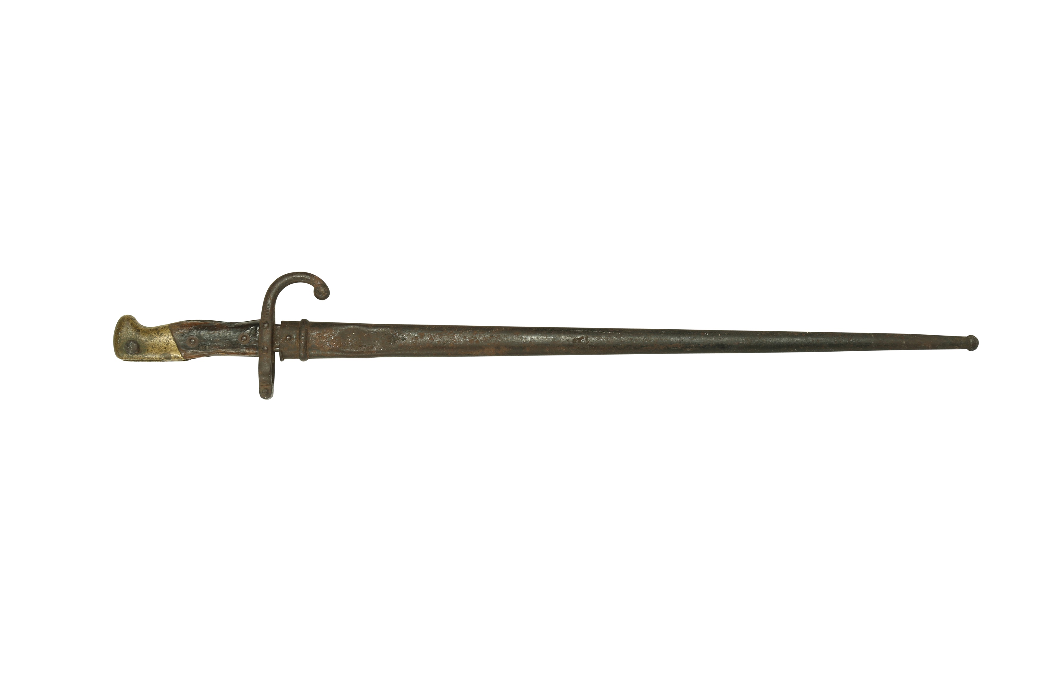 Lot 52 - A 19TH CENTURY LEATHER MOUNTED BAYONET