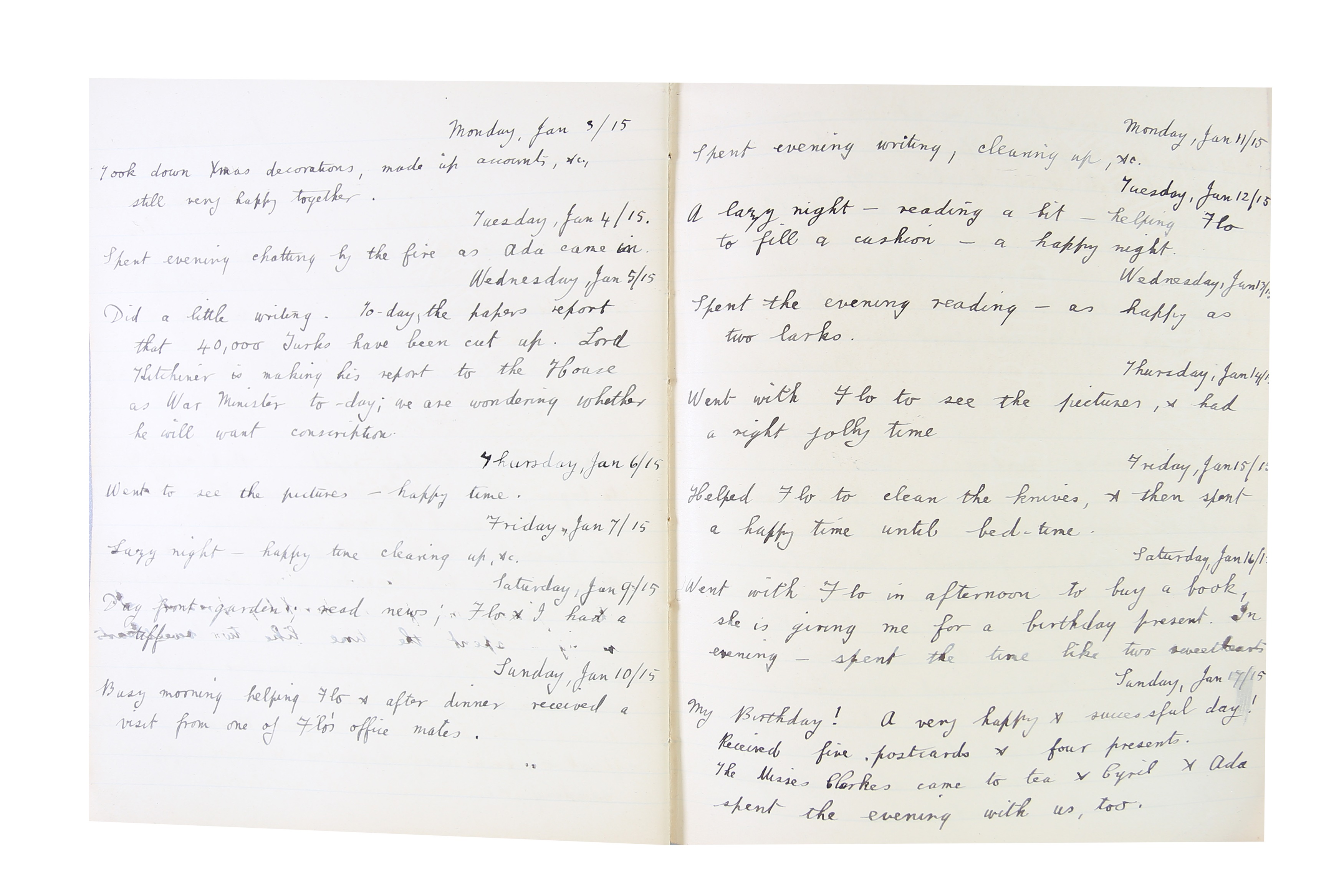 Lot 1574 - WW1 Manuscript Civilian Diaries