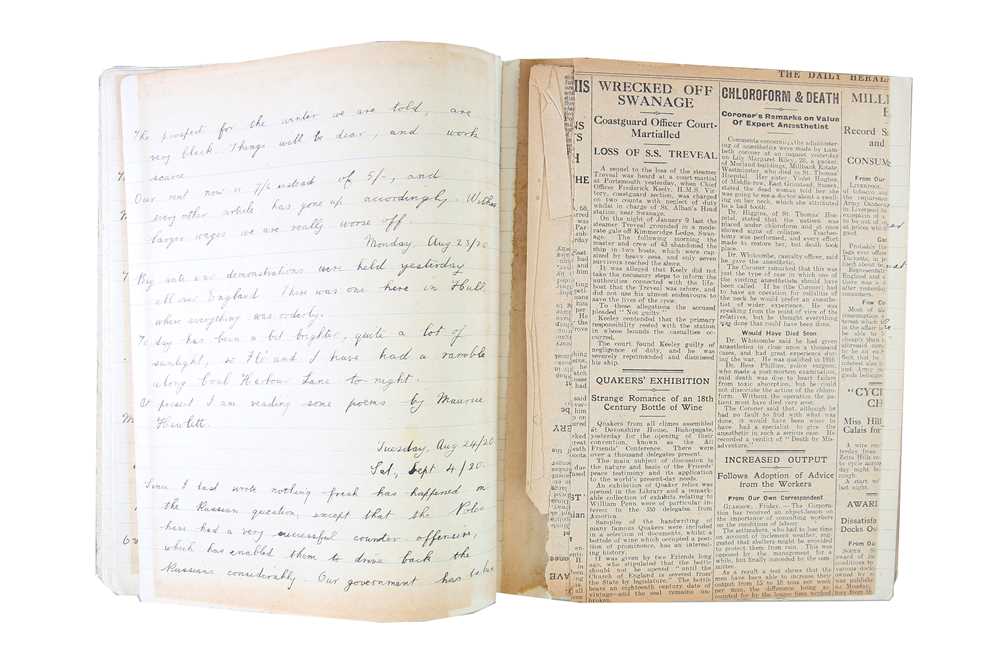 Lot 1574 - WW1 Manuscript Civilian Diaries