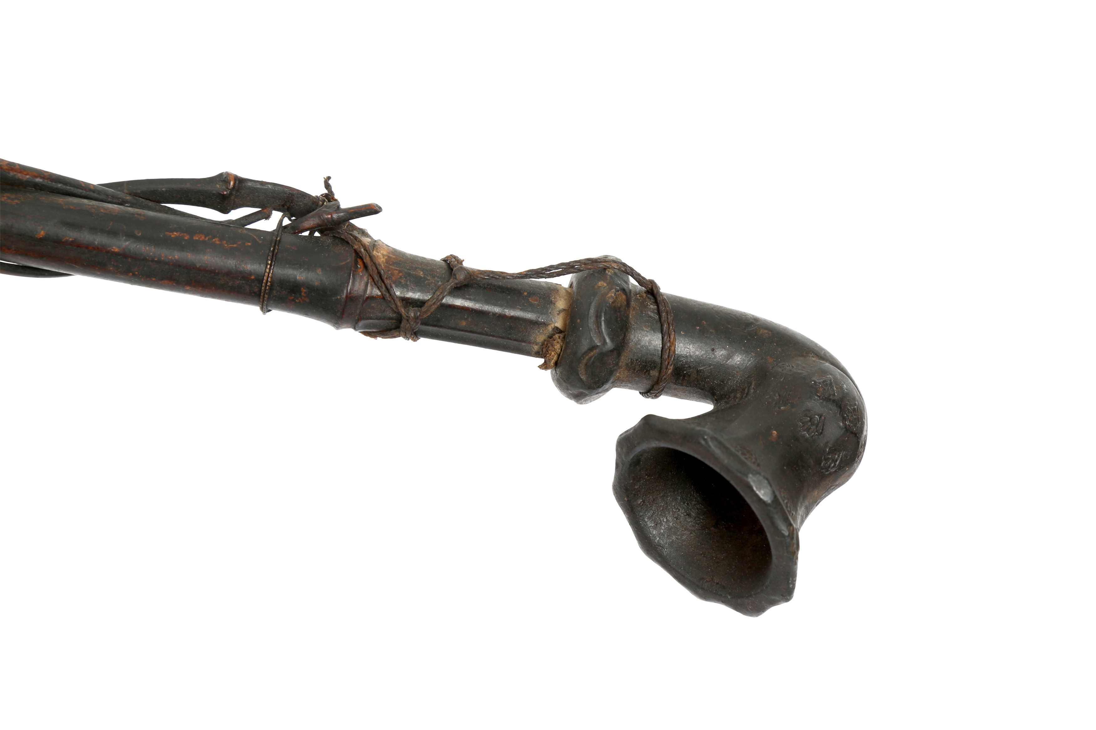 Lot 317 - AN UNUSUAL OTTOMAN SMOKING PIPE (CHIBOUK)