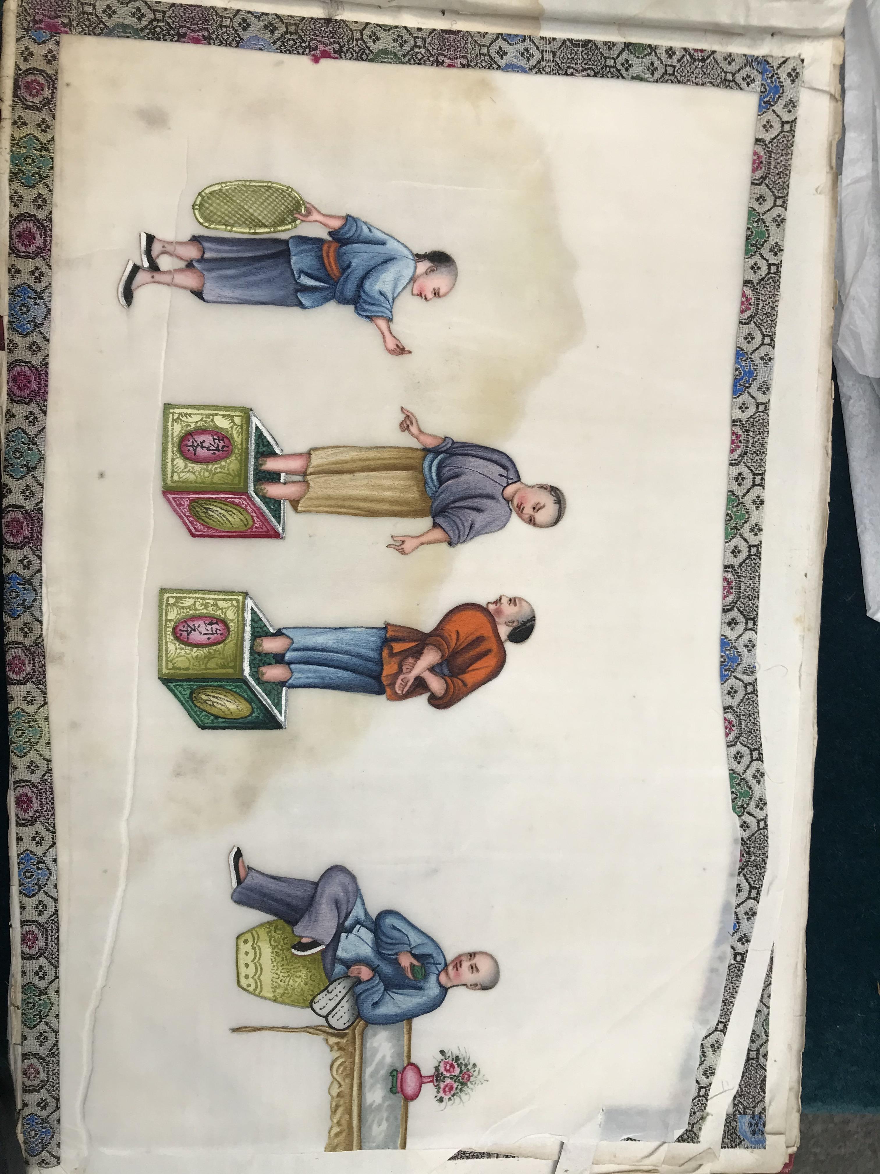 Lot 412 - NINE CHINESE PITH PAPER PAINTINGS.