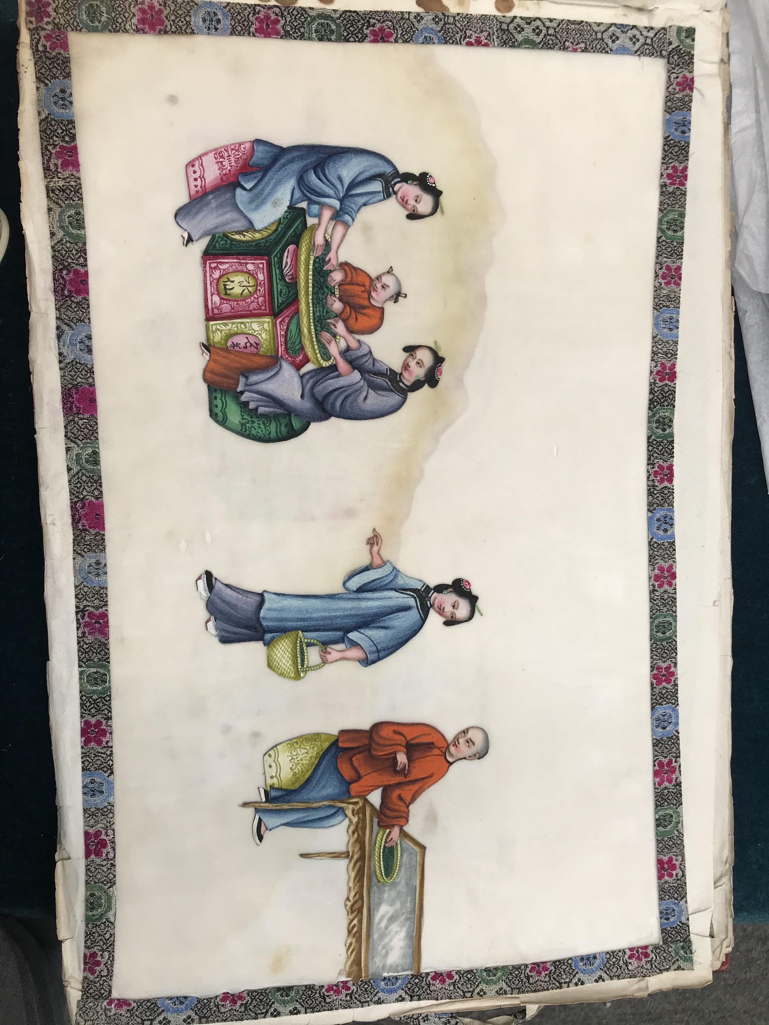 Lot 412 - NINE CHINESE PITH PAPER PAINTINGS.