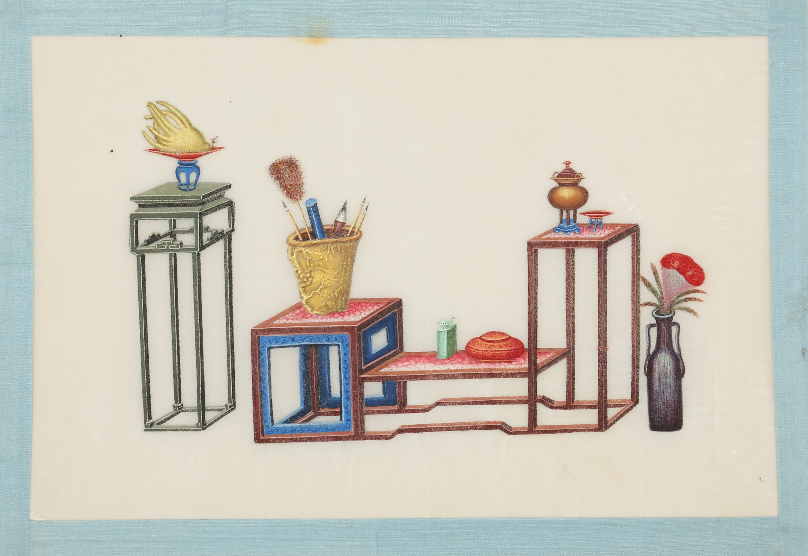 Lot 412 - NINE CHINESE PITH PAPER PAINTINGS.