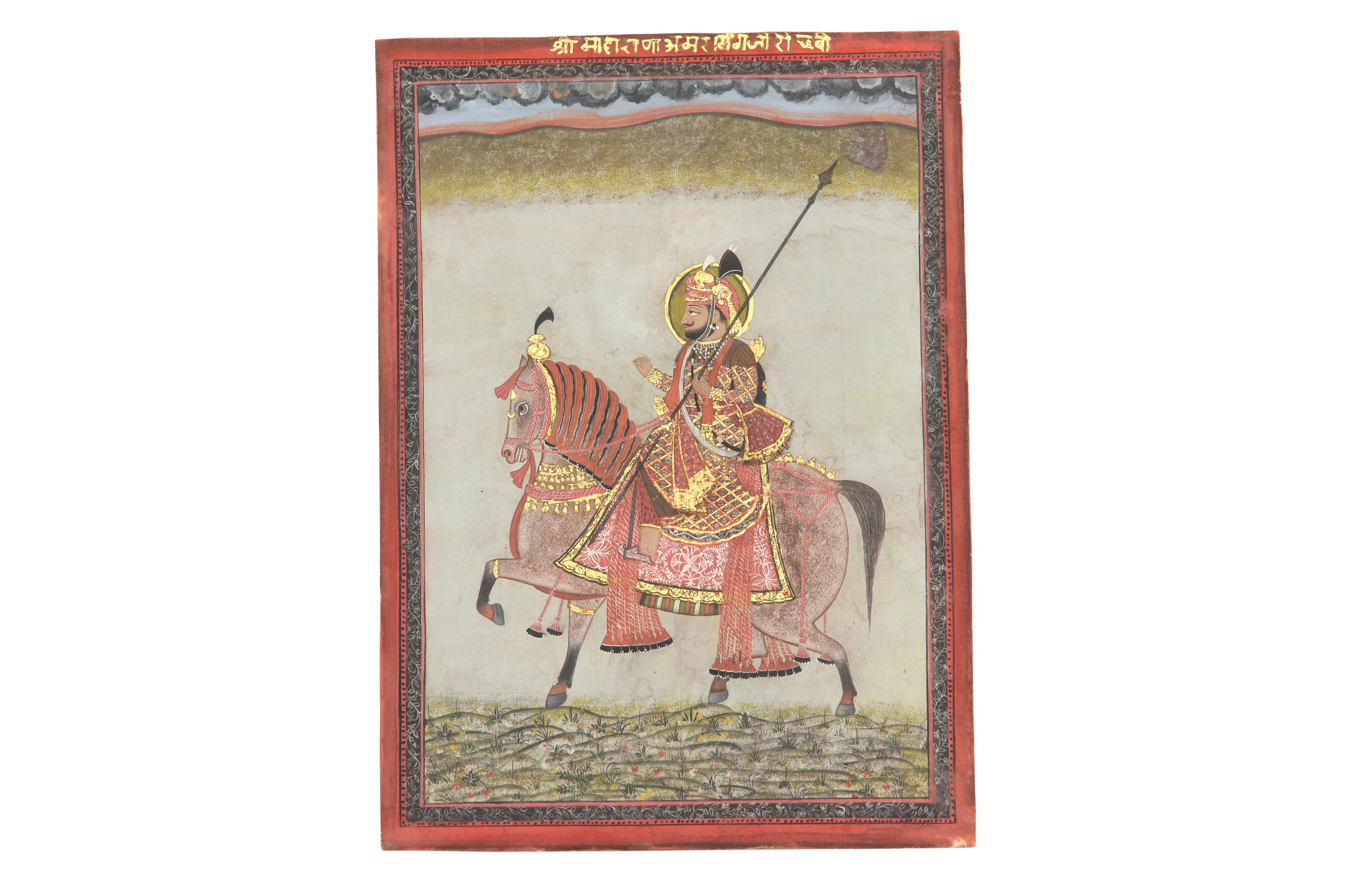 Lot 55 - THREE EQUESTRIAN PORTRAITS OF INDIAN RULERS