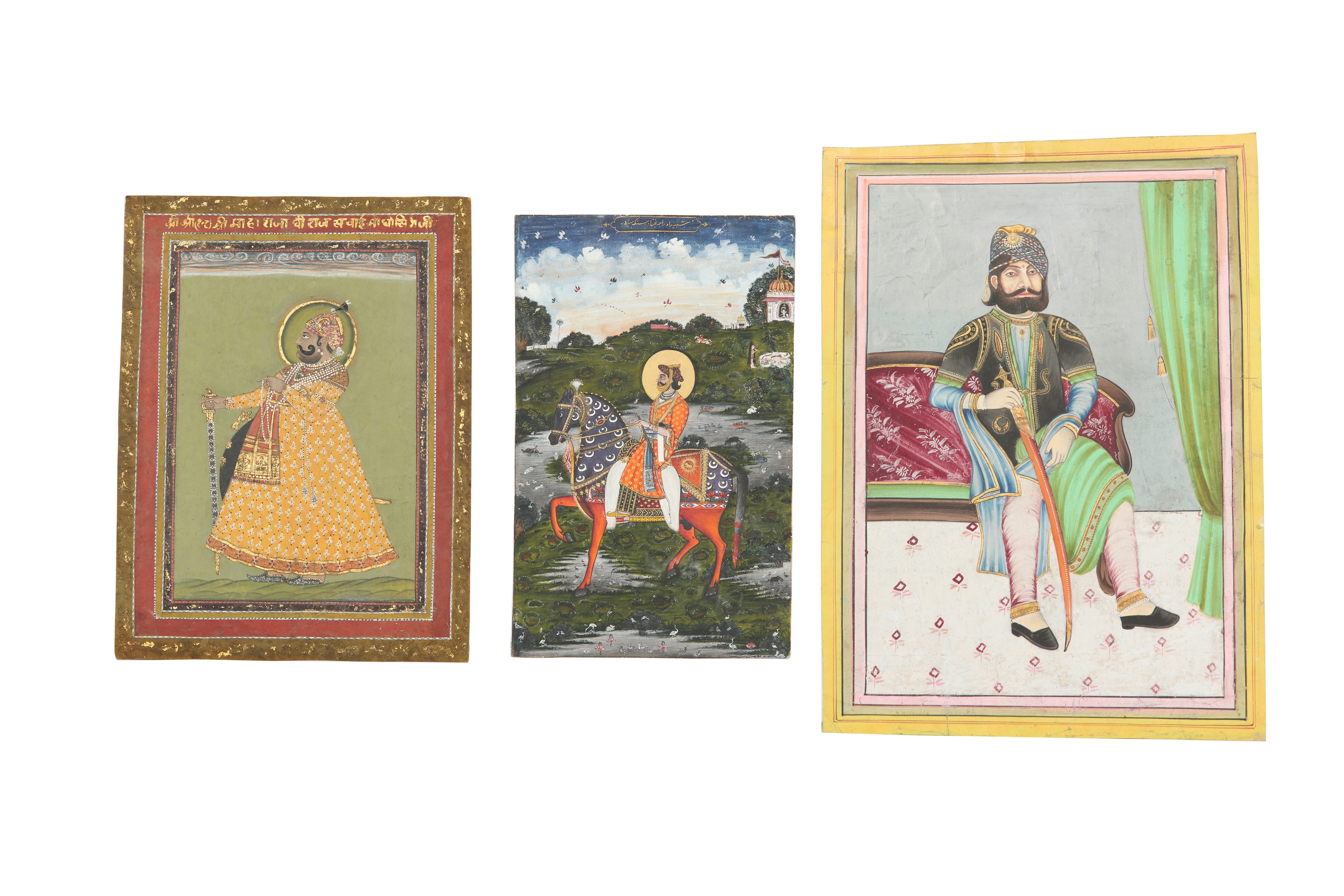 Lot 62 - THREE PORTRAITS OF INDIAN RULERS