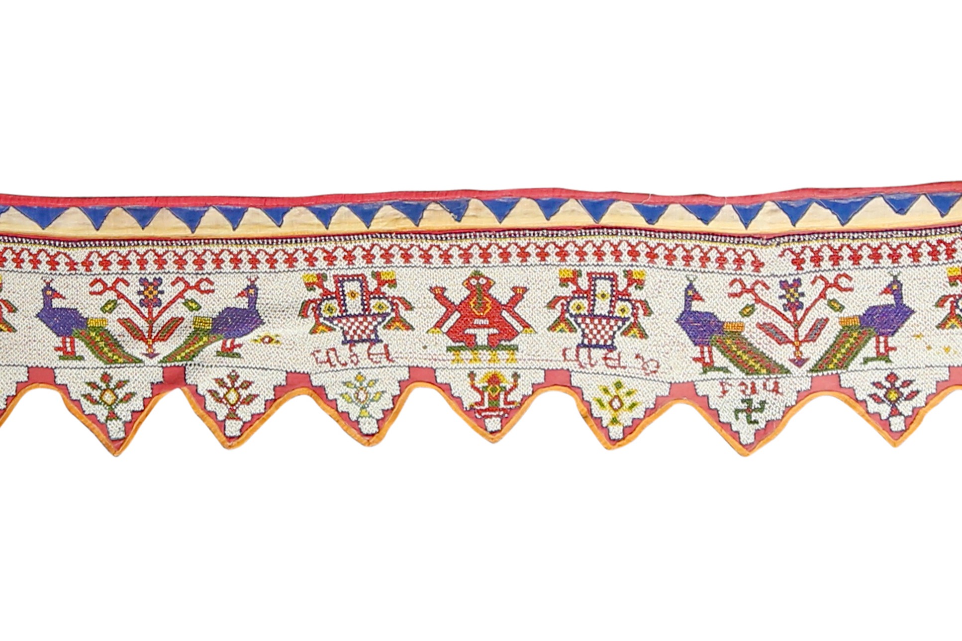 Lot 409 - A CEREMONIAL INDIAN BEADWORK BORDER HANGING