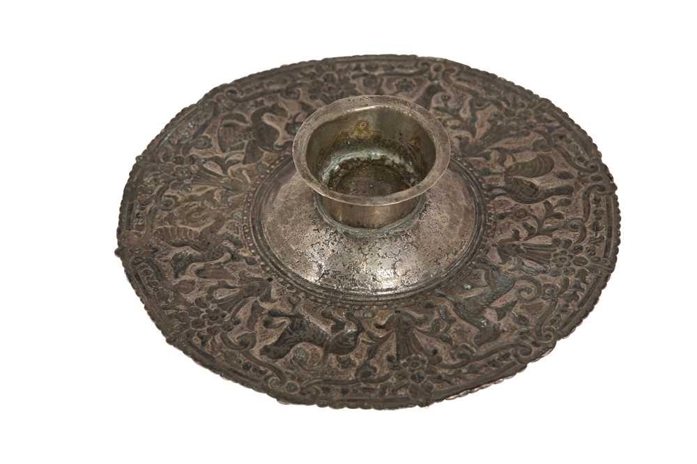 Lot 393 - A GREEK SILVER REPOUSSÉ FOOTED DISH