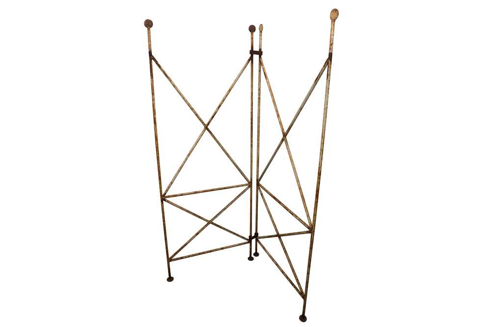 Lot 1001 - A WHITE PAINTED IRON TWO FOLD SCREEN OR
