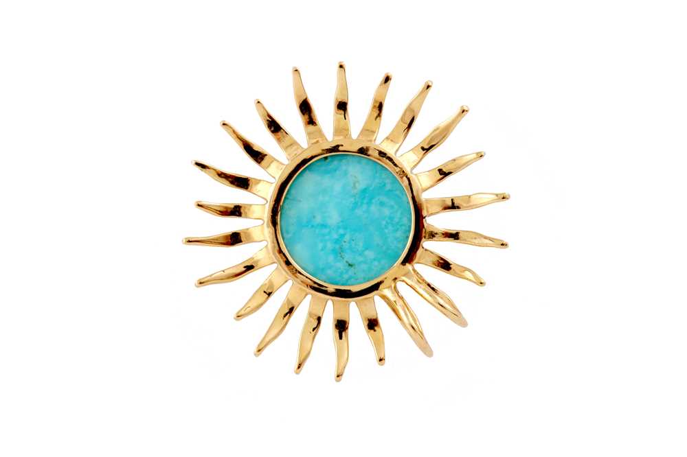 Lot 82 - A turquoise sunburst pendant