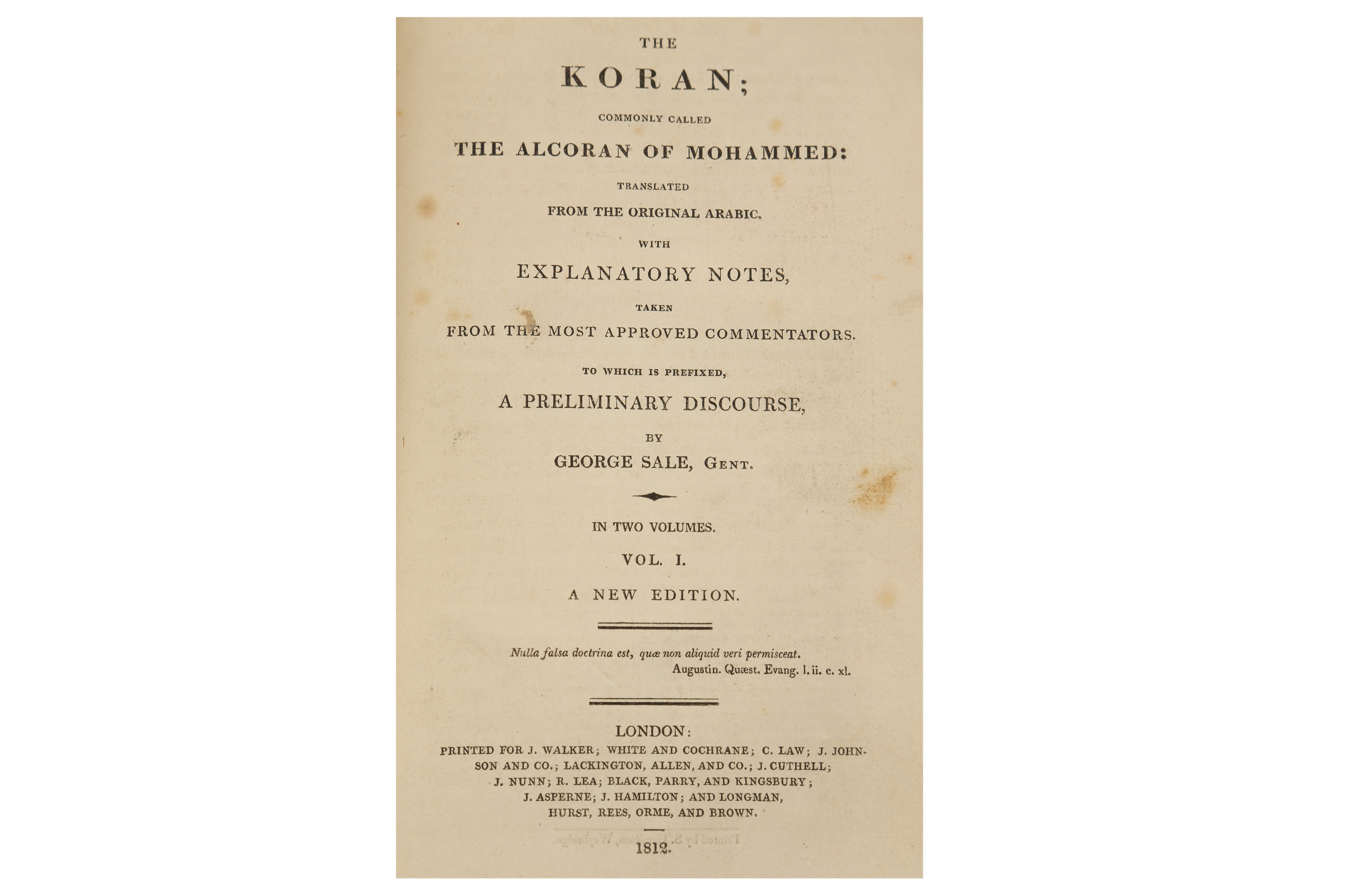 Lot 611 - A COMPLETE 'THE KORAN; COMMONLY CALLED THE
