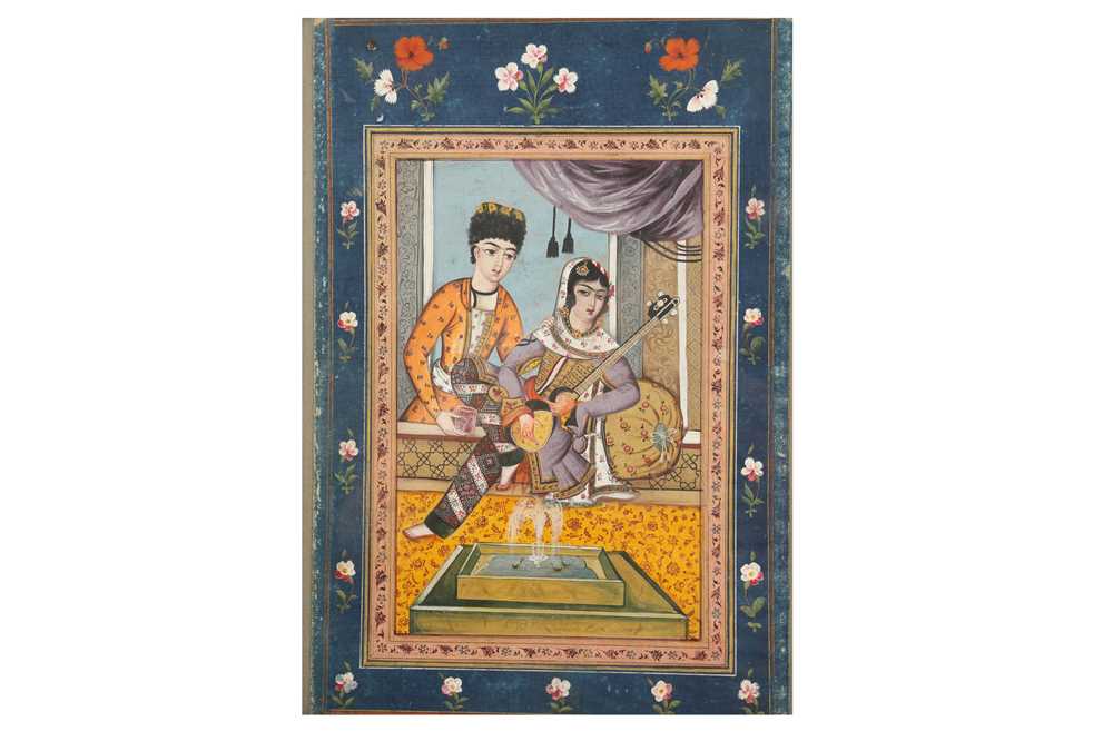 Lot 189 - AN INTERIOR SCENE WITH A LADY PLAYING A