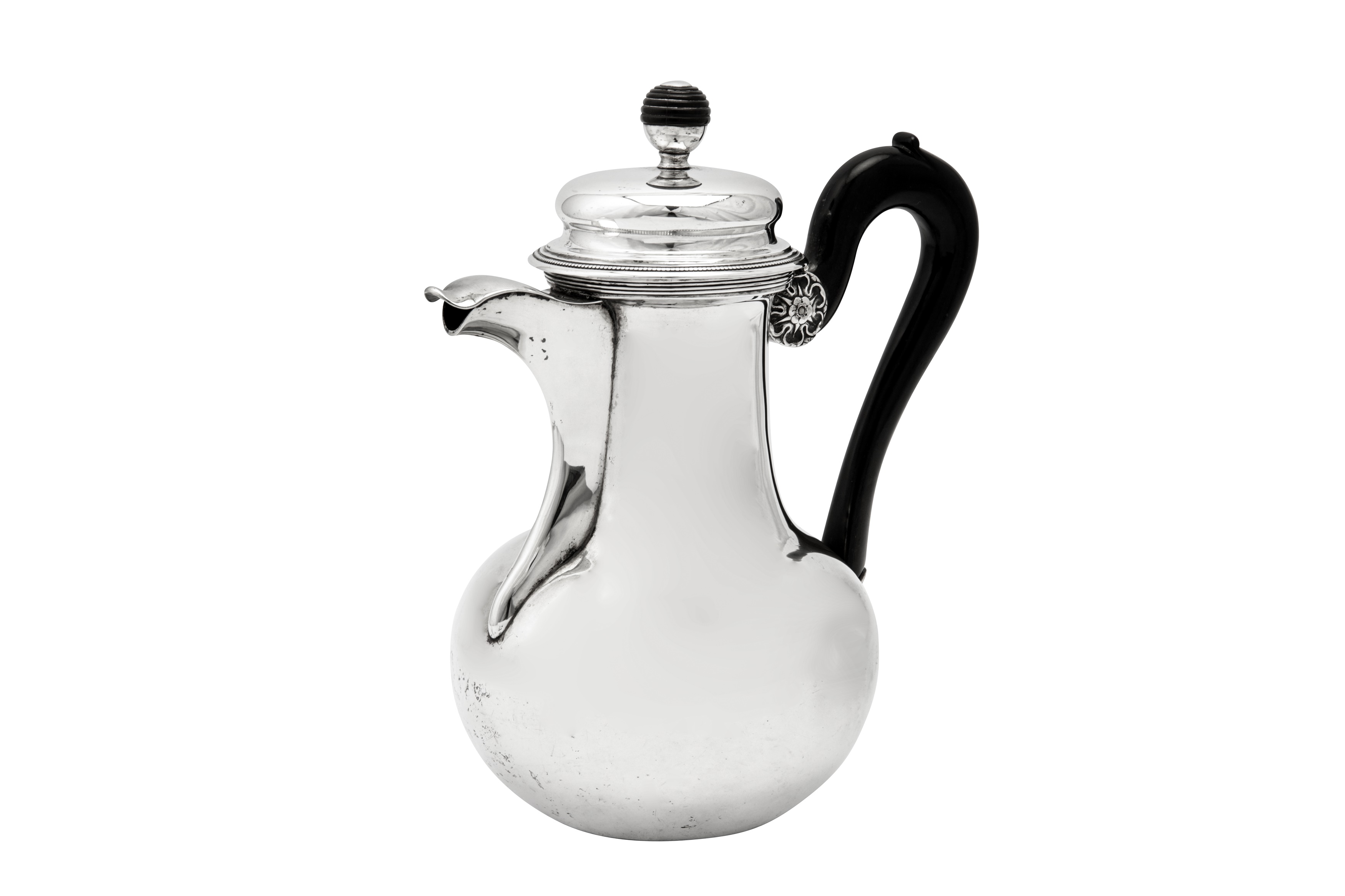 Lot 425 - A mid-19th century Belgian silver coffee pot,