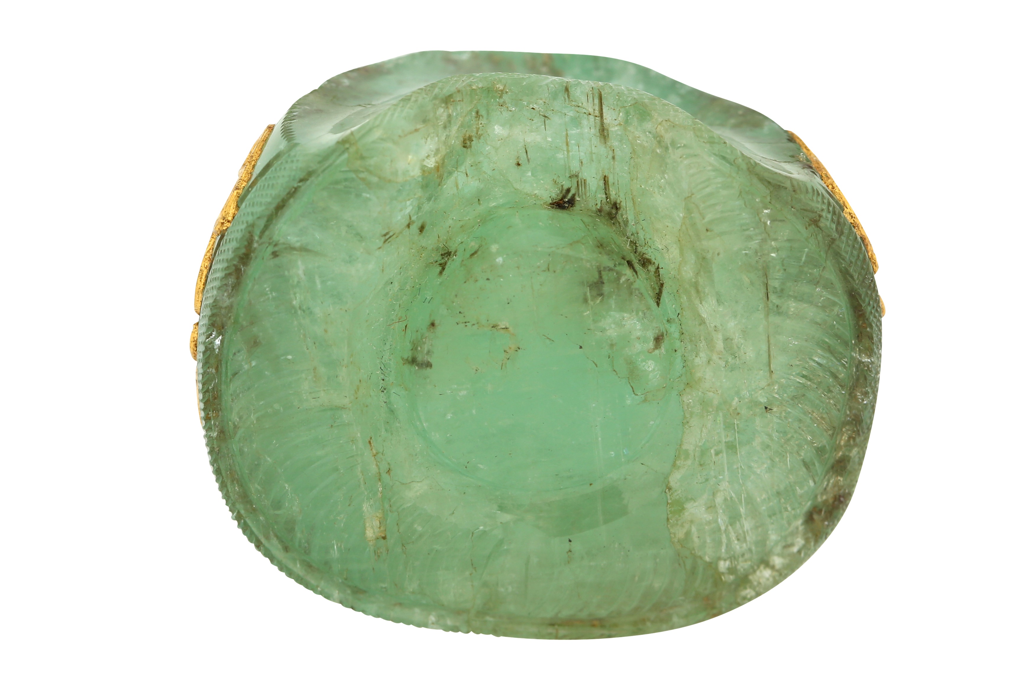 Lot 130 - A LARGE CARVED LOW-GRADE EMERALD FRAGMENT
