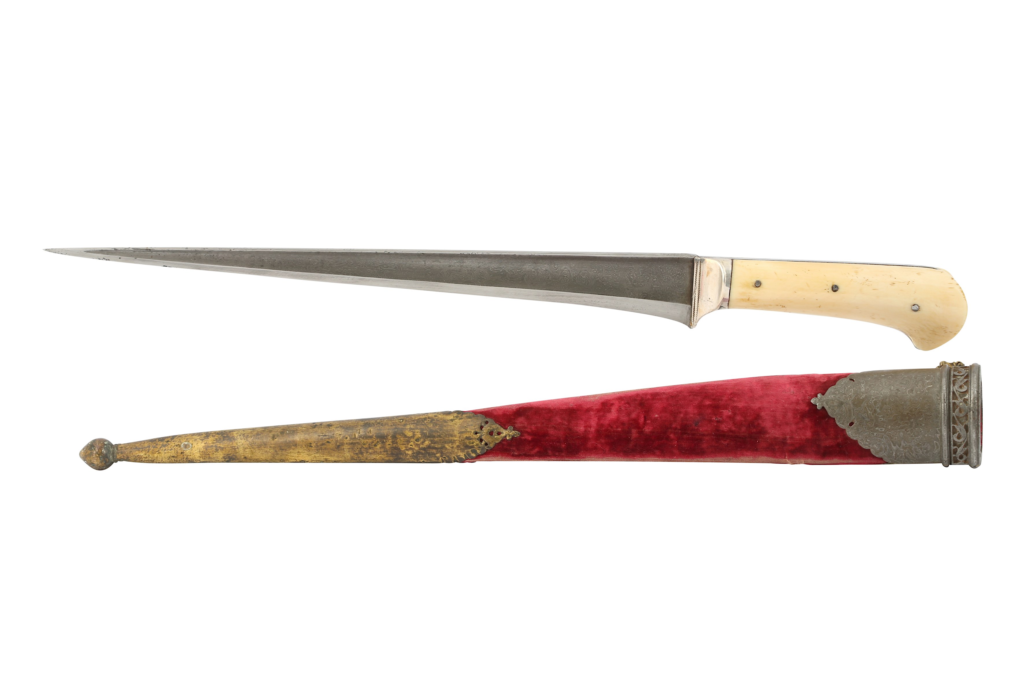 Lot 416 - λ AN IVORY-HILTED DAGGER (PESH KABZ) WITH
