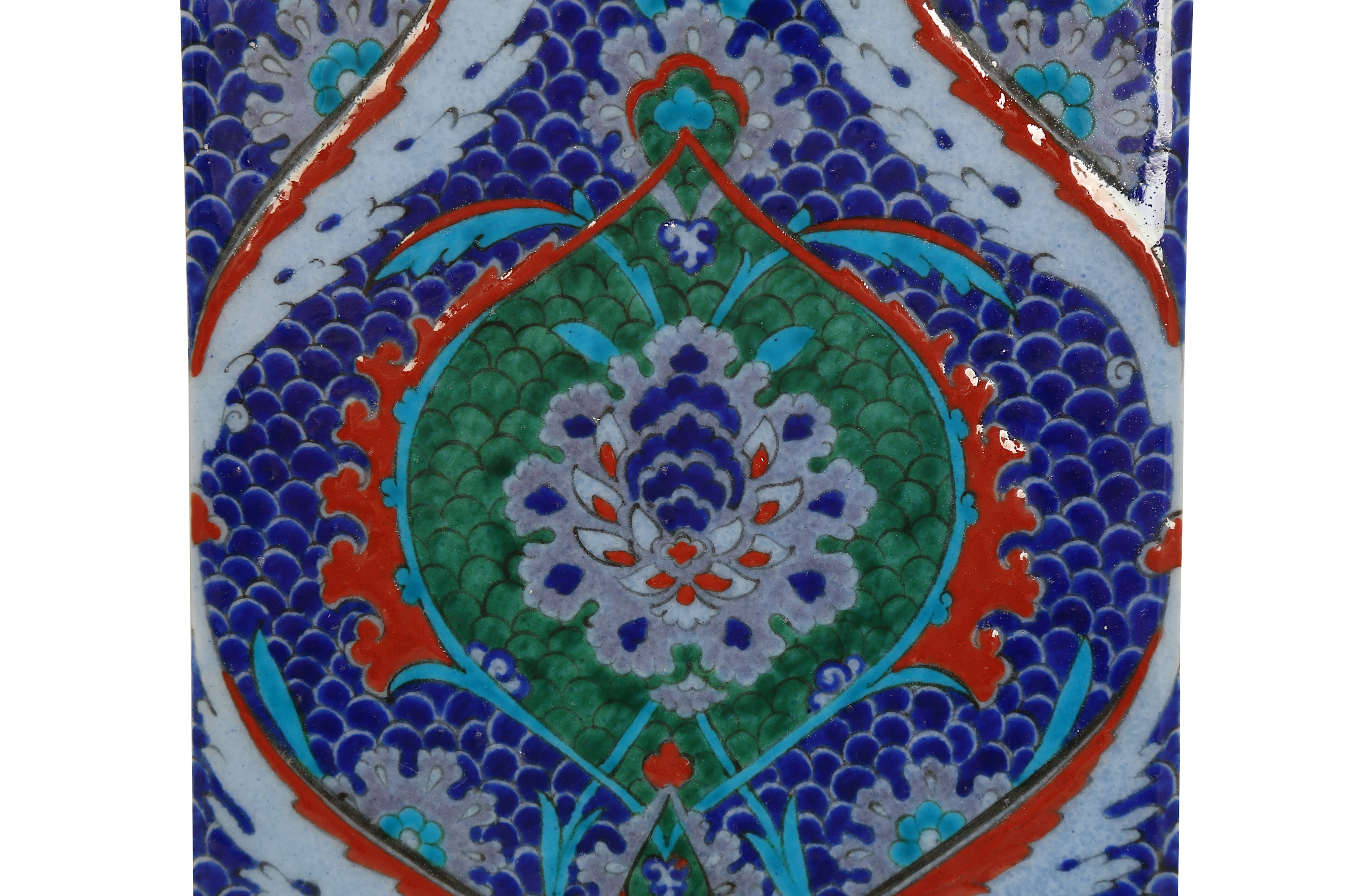 Lot 512 - AN IZNIK-STYLE KUTAHYA POTTERY TILE WITH