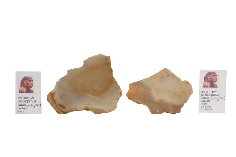 Lot 298 - THREE NEANDERTHAL STONE TOOLS IN VICTORIAN
