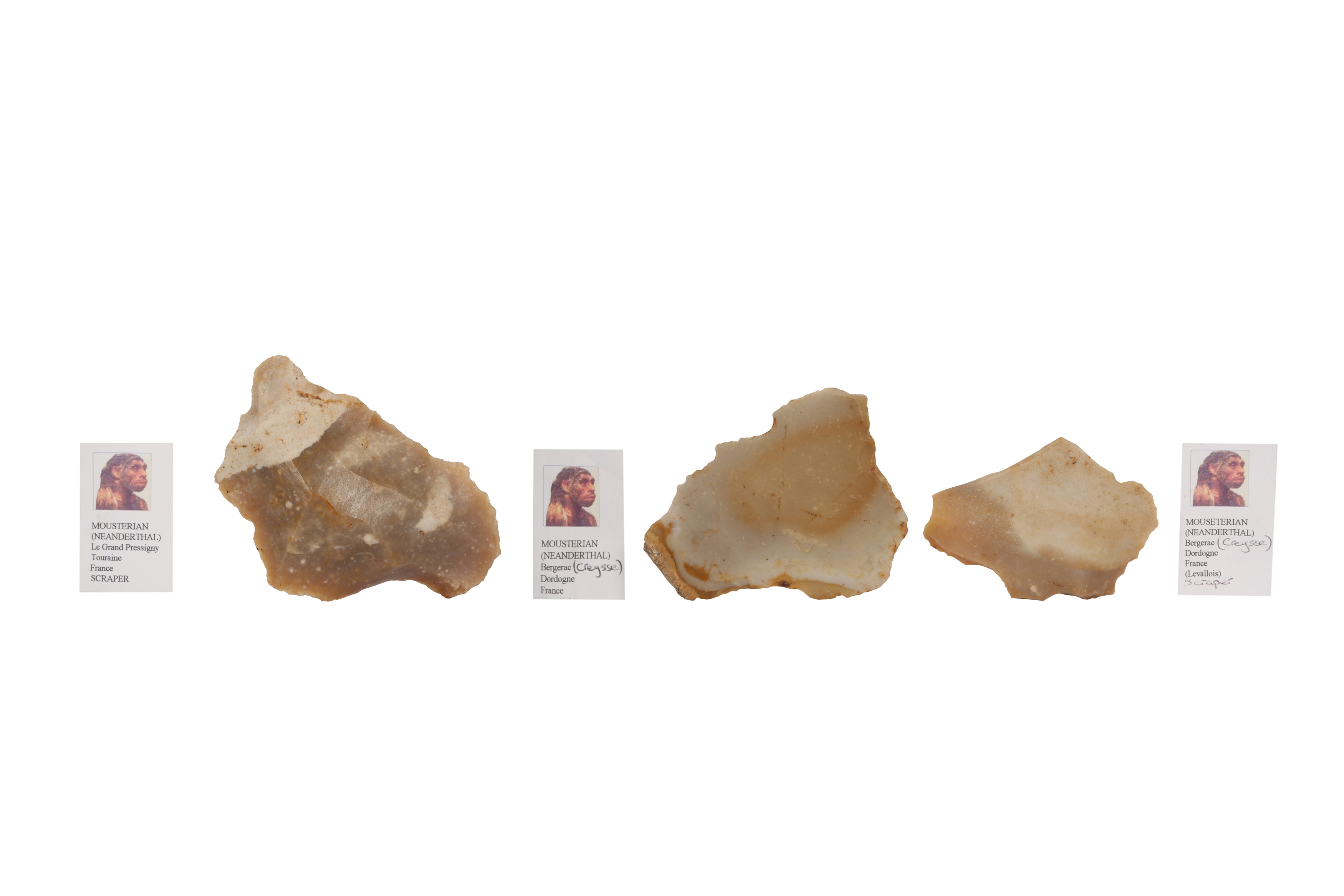 Lot 298 - THREE NEANDERTHAL STONE TOOLS IN VICTORIAN