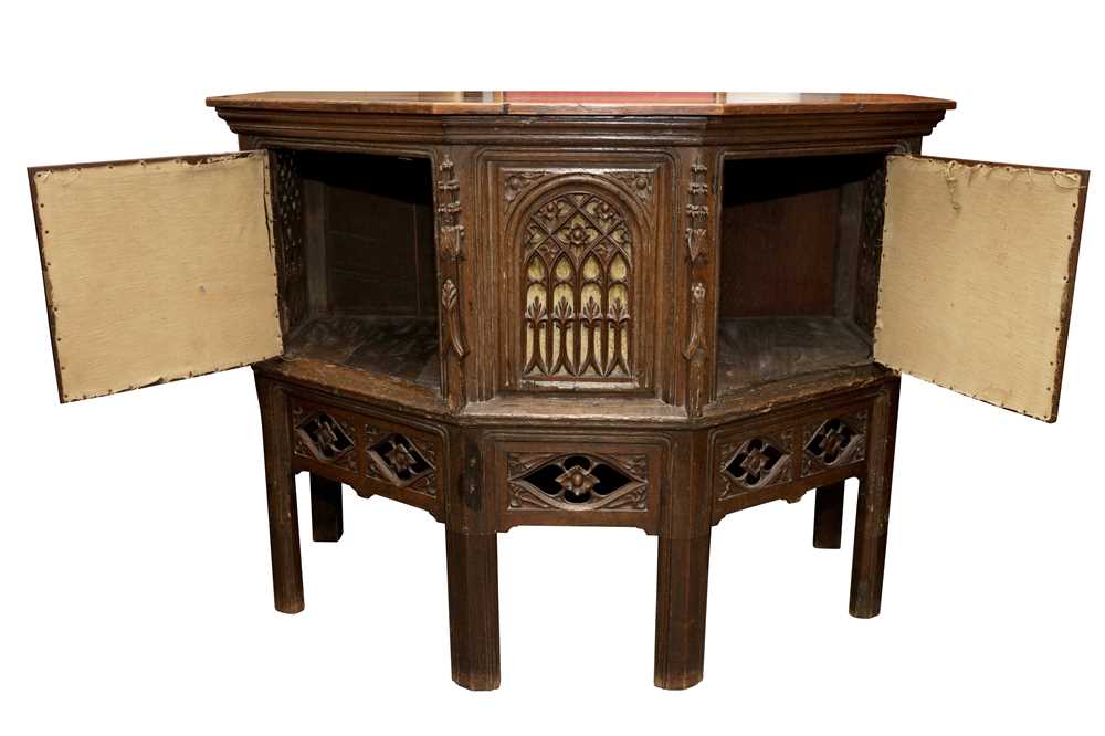 Lot 163 - A GOTHIC OAK CREDENCE CUPBOARD, LATE 19TH