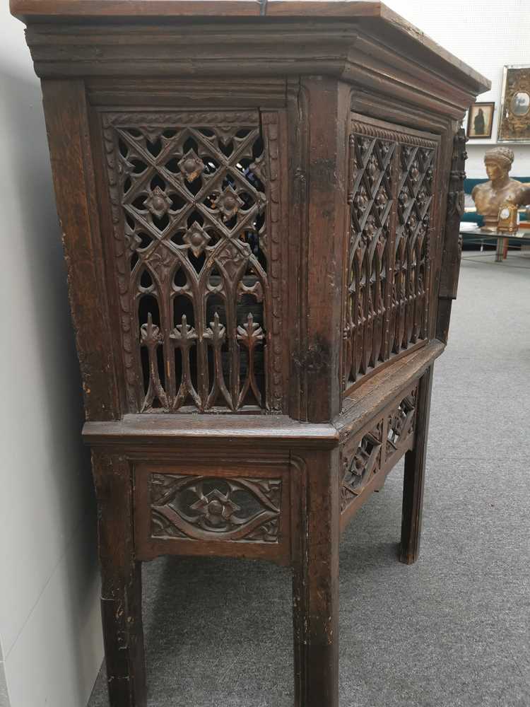 Lot 163 - A GOTHIC OAK CREDENCE CUPBOARD, LATE 19TH