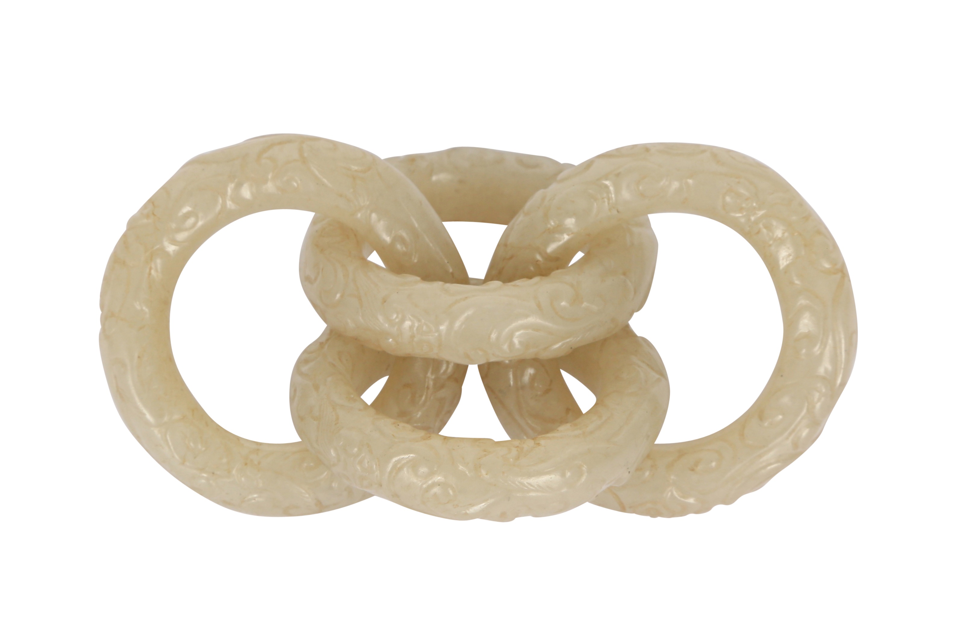 Lot 917 - FOUR CHINESE CARVED WHITE JADE CONJOINED