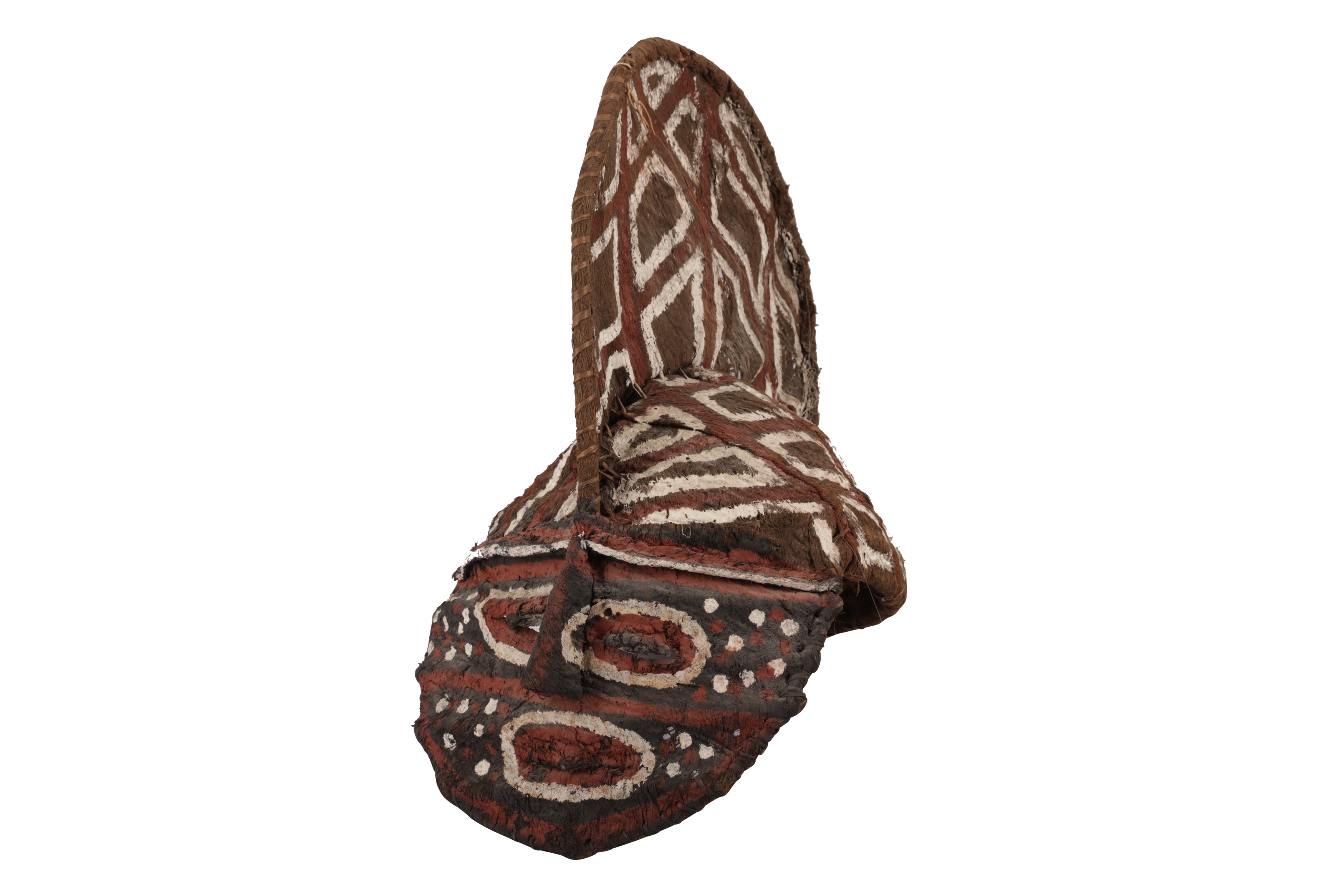 Lot 595 - A TRIBAL CLOTH MASK, ANGOLA, WEST AFRICA,