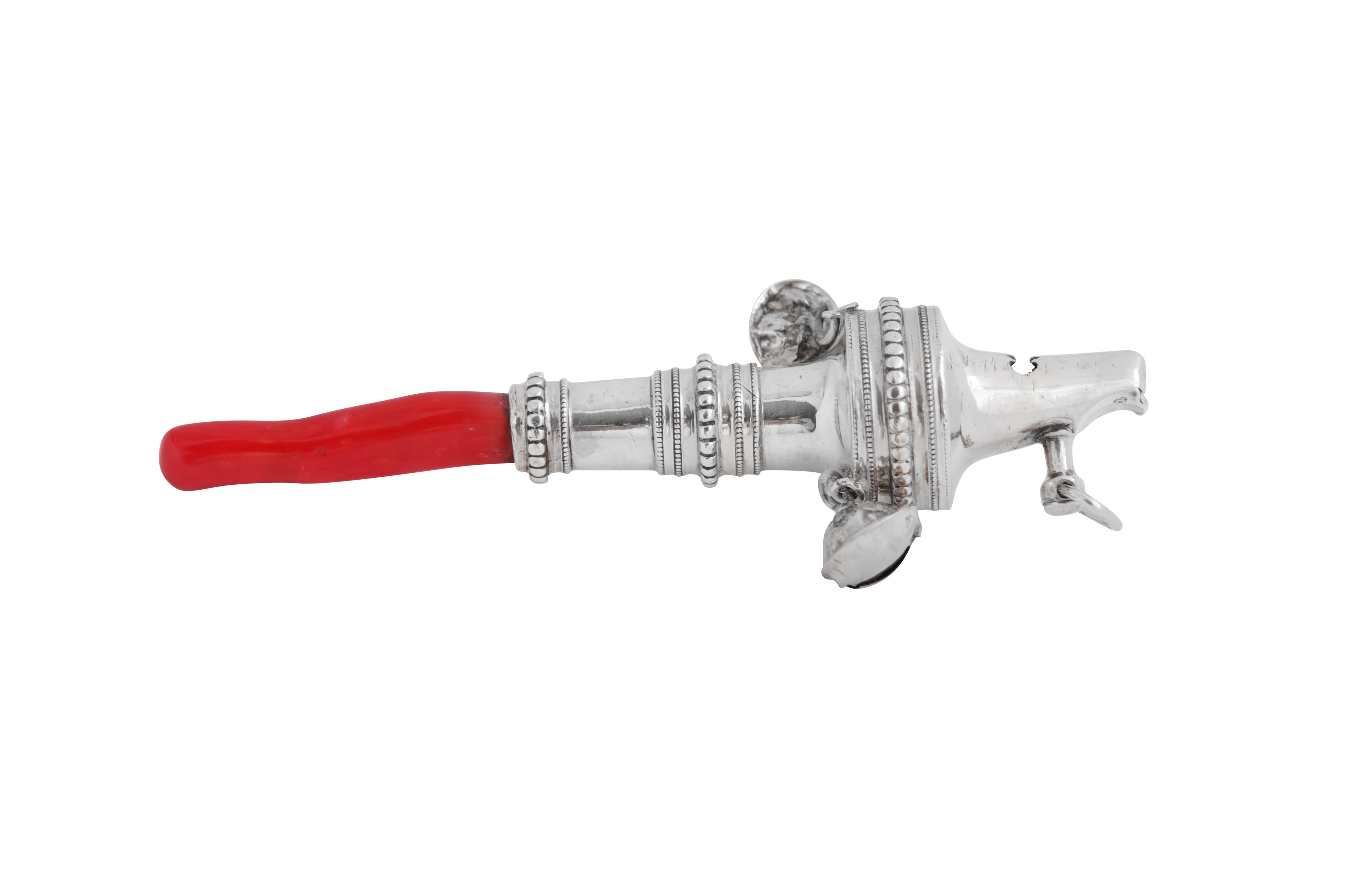 Lot 59 - A George III silver gilt baby's rattle,