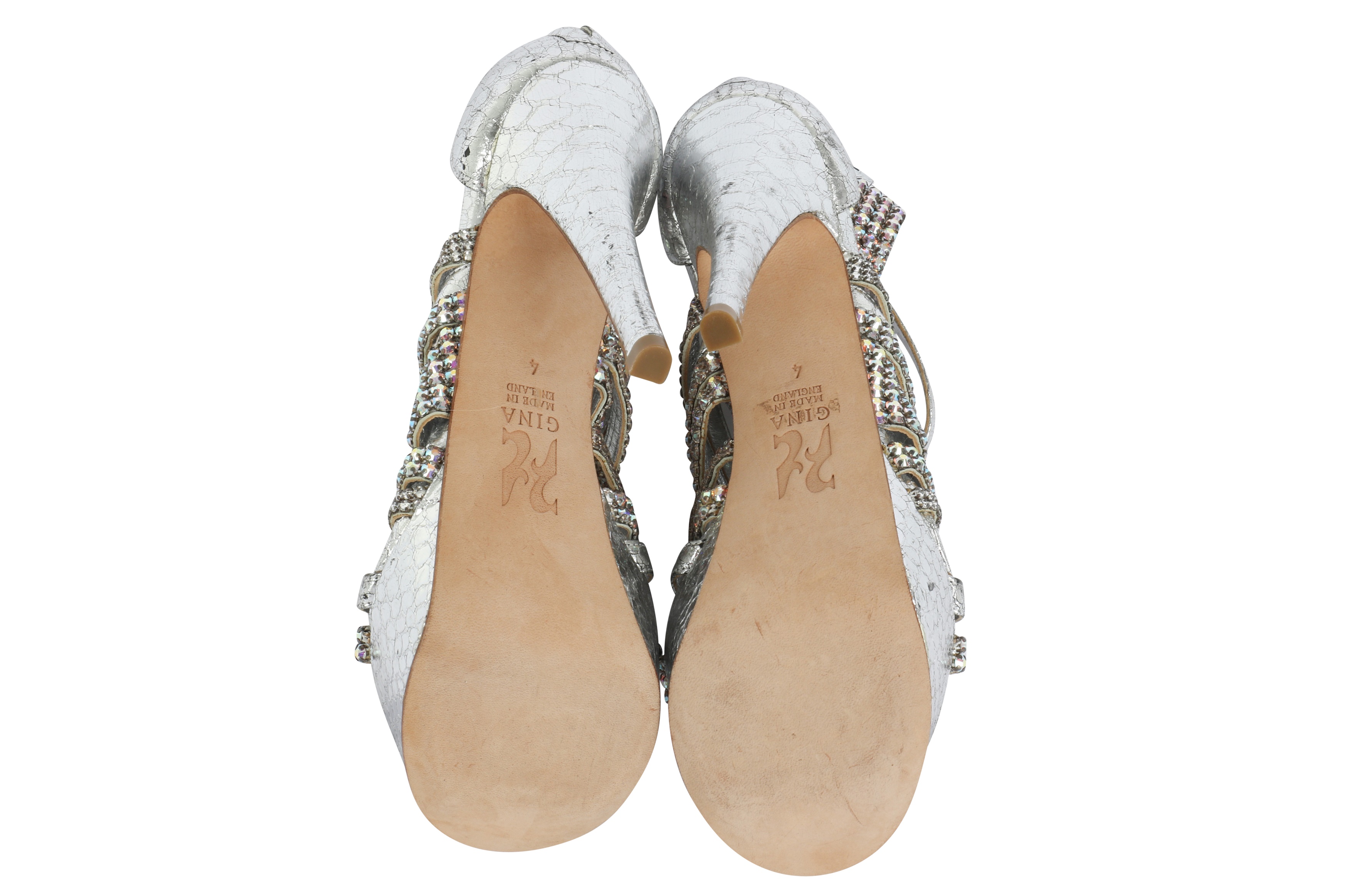 Lot 461 - Gina Silver Crystal Platform Heel - Size 37