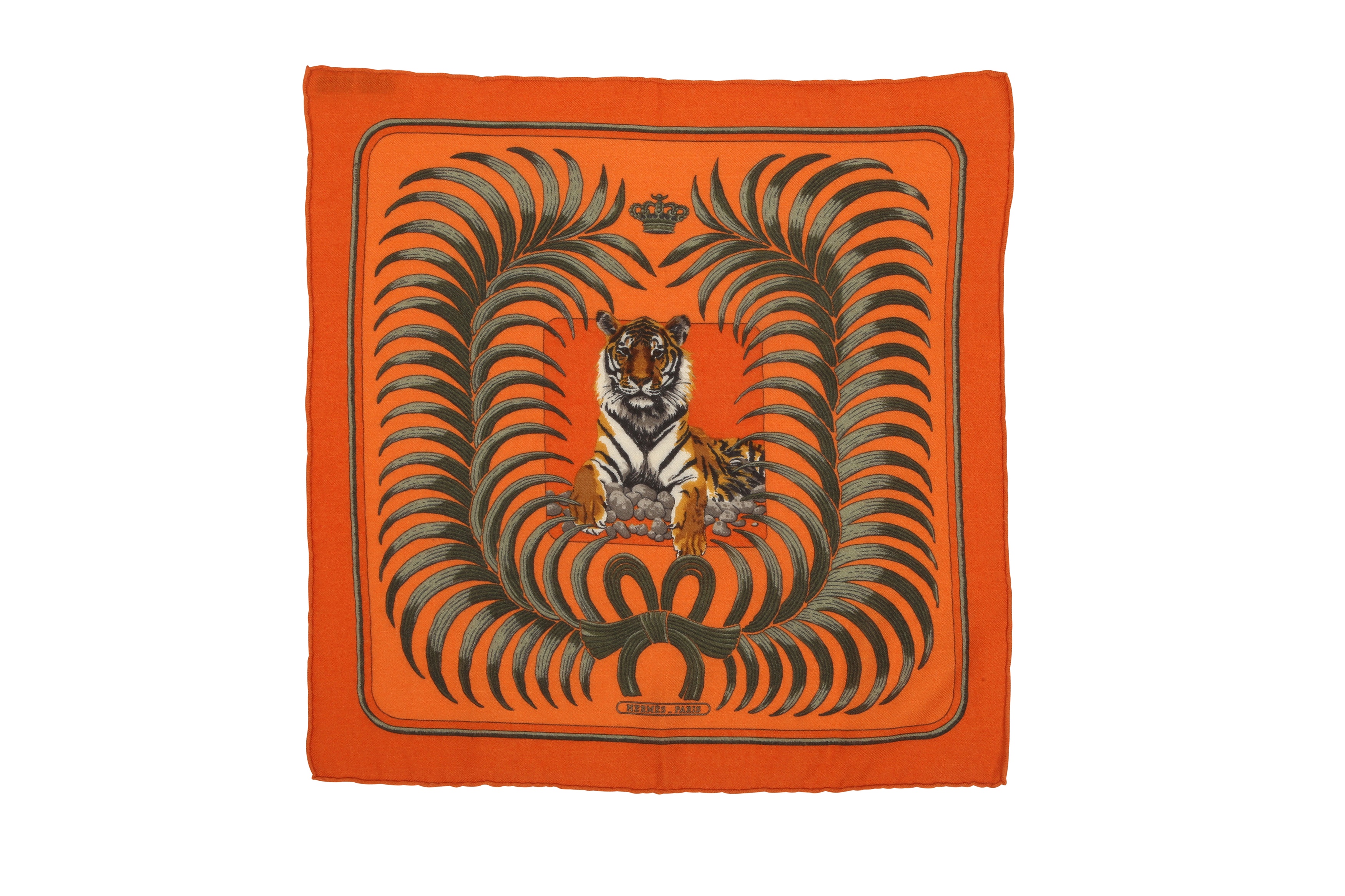 Lot 165 - Hermes Tiger Cashmere Pocket Square