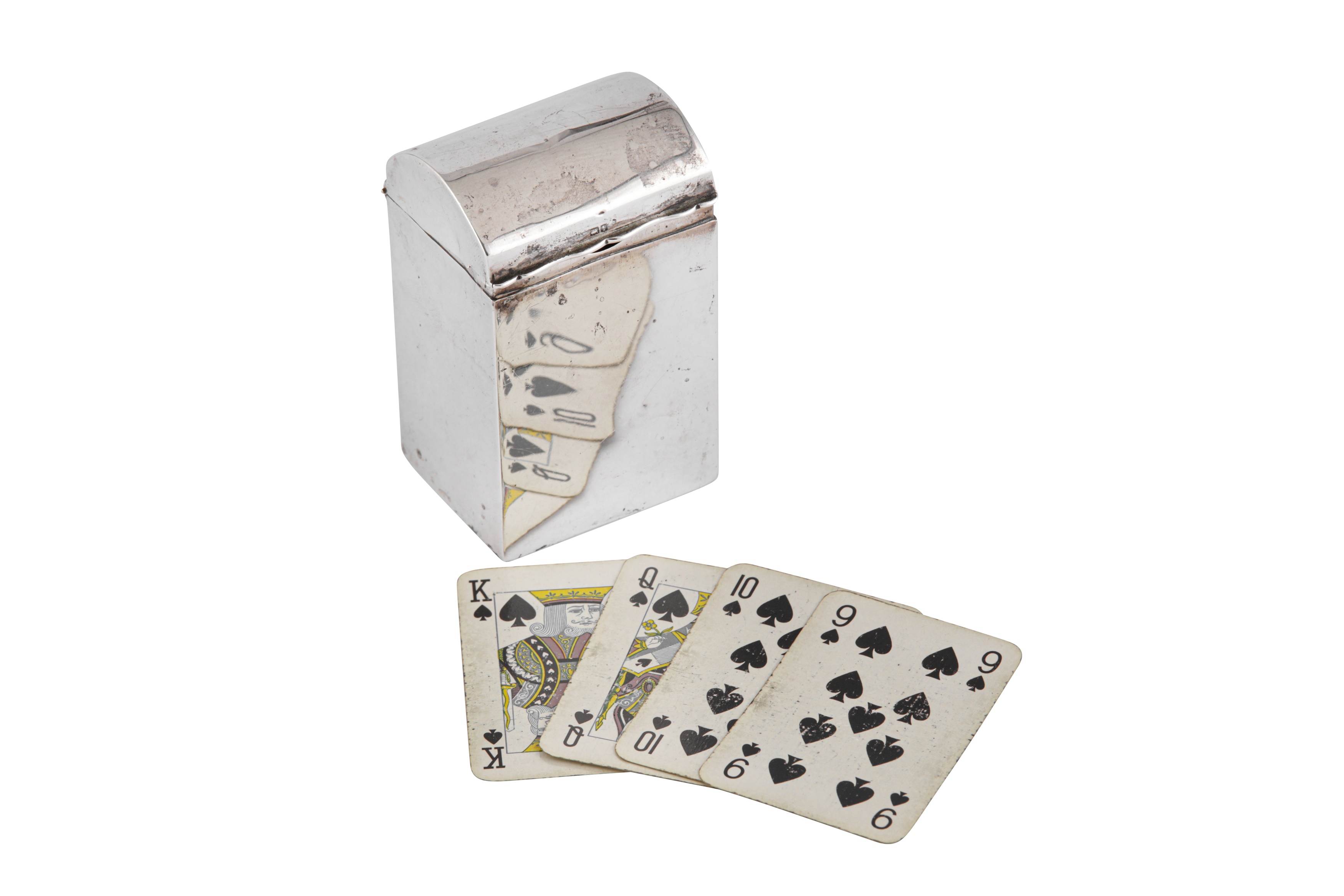 Lot 168 - AN EDWARDIAN STERLING SILVER PLAYING CARD