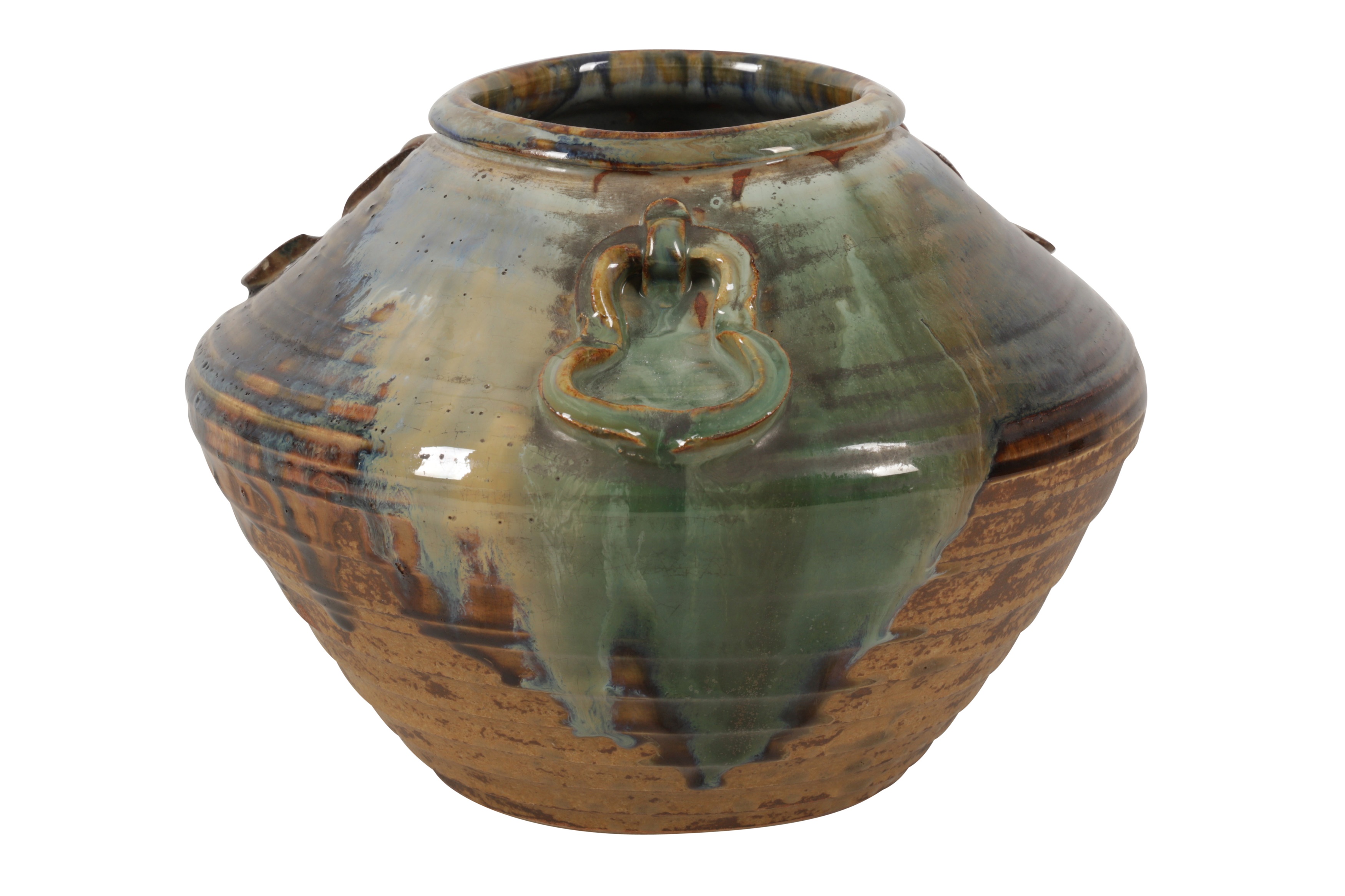 Lot 844 - A JAPANESE AWAJI POTTERY VASE, EARLY 20TH